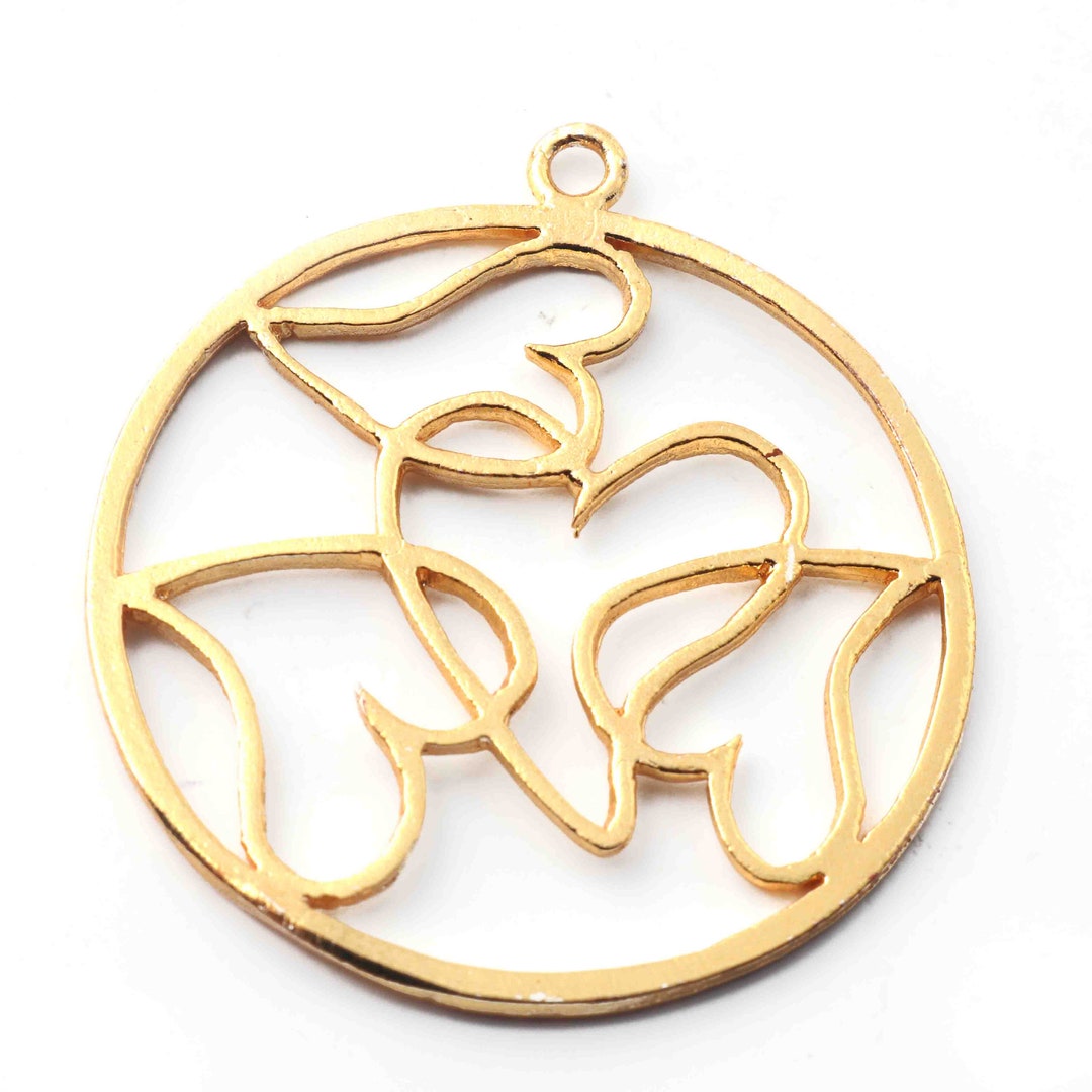 5 Pcs Designer Round Shape Design Charm 24k Gold Plated Pendant , Round ...