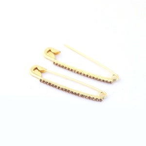 1 Piece Multi Color Zircon Rhinestone Safety Pin, Gold Plated on Brass ...