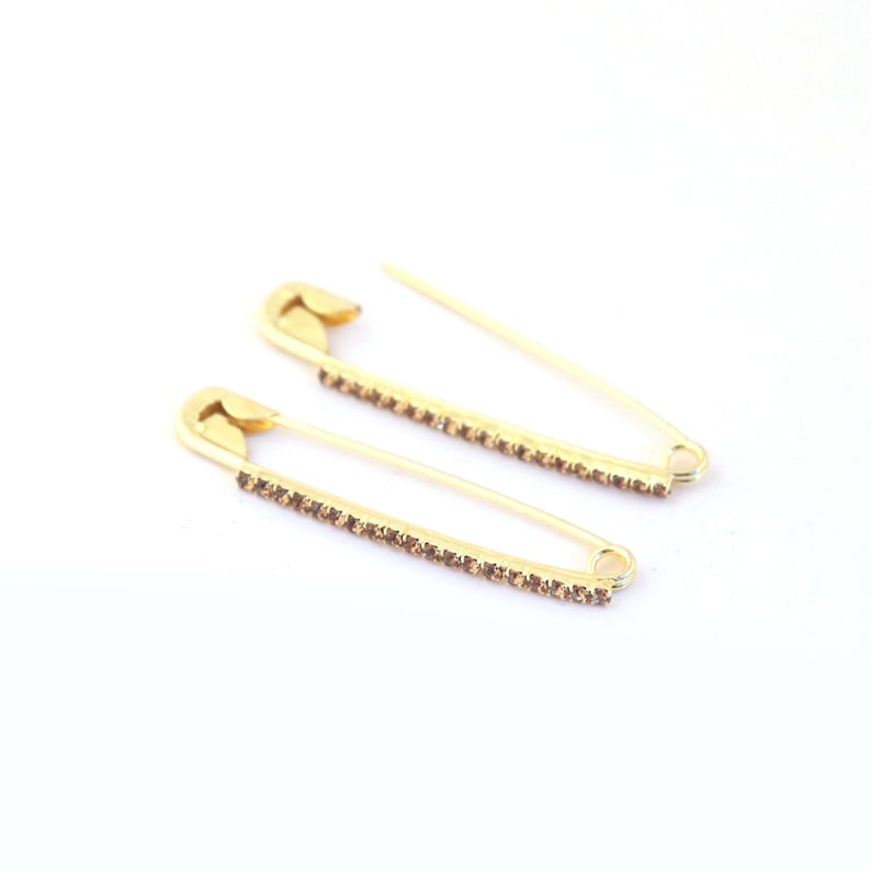 1 Piece Multi Color Zircon Rhinestone Safety Pin Gold Plated | Etsy