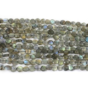 1 Strand Labradorite Coin Shape Beads,faceted Briolettes,gemstone Beads ...