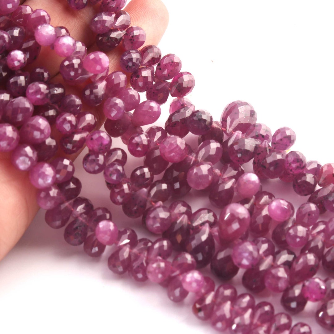 1 Long Strand Star Ruby Tear Drop Beads ,faceted Gemstone Pear Drop ...