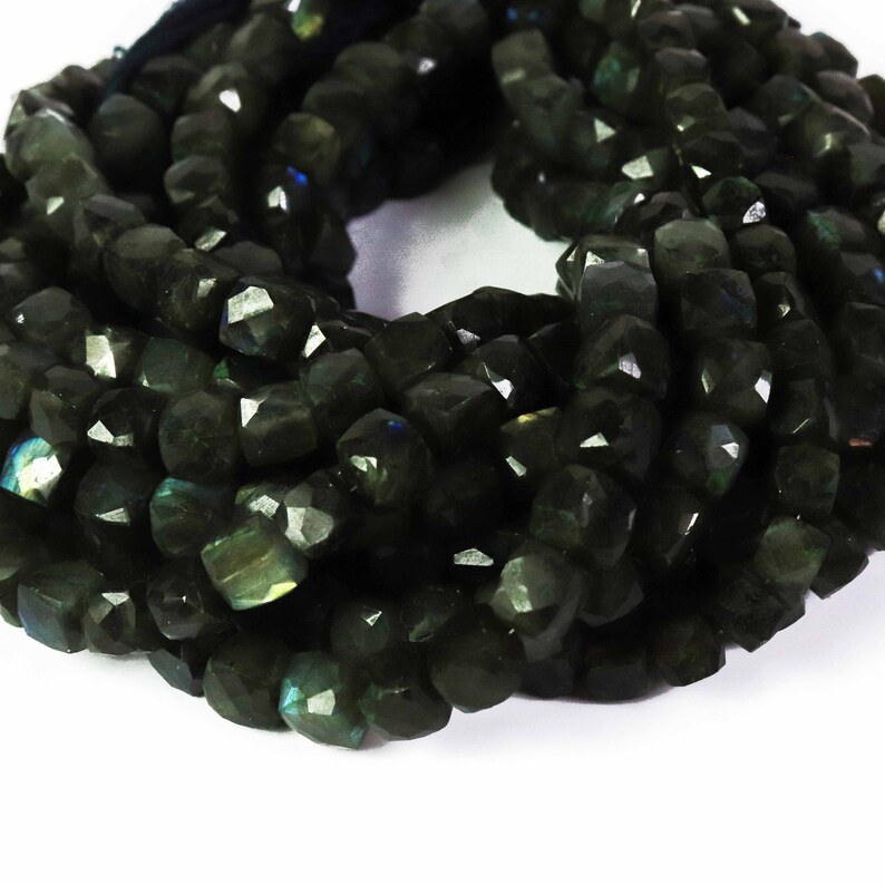 1 Strand Labradorite Cube Shape Beads Faceted Gemstone - Etsy