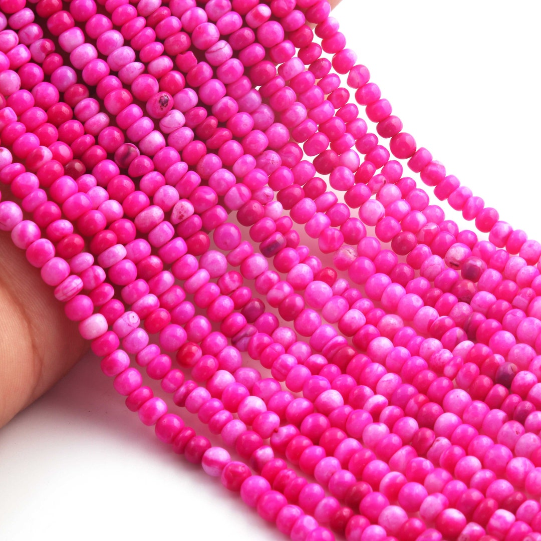 1 Long Strand Beautiful Shaded Hot Pink Opal Smooth Roundelles gemstone ...