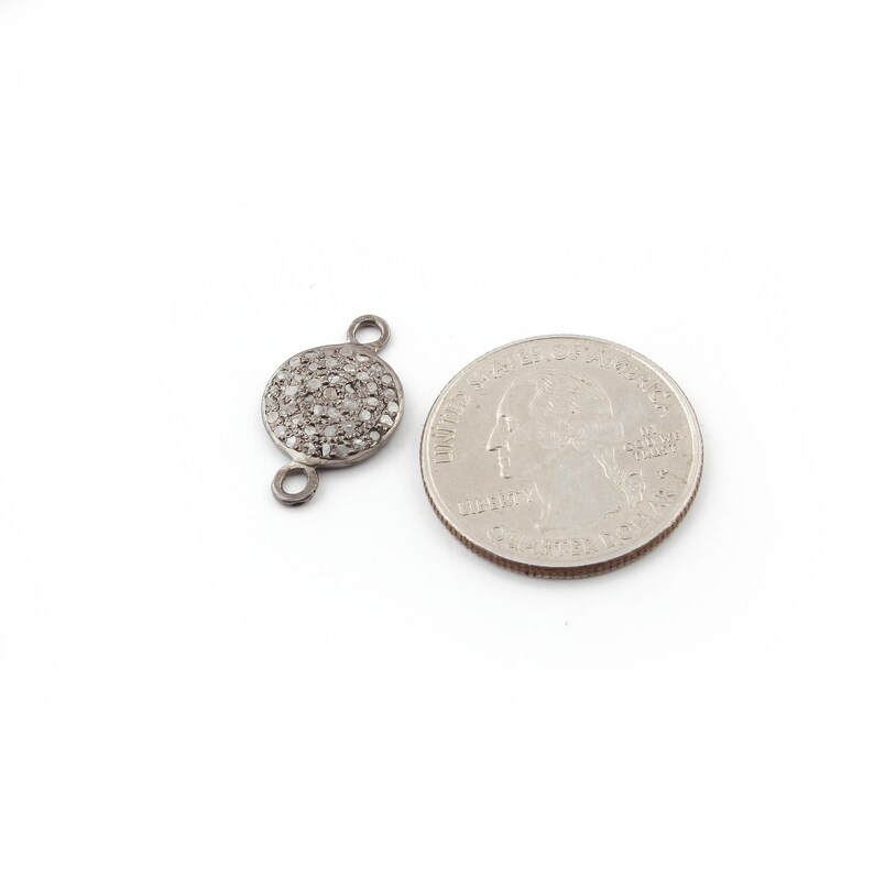 1 Pc Pave Diamond Round Disc Double Bail Connector 925 - Etsy