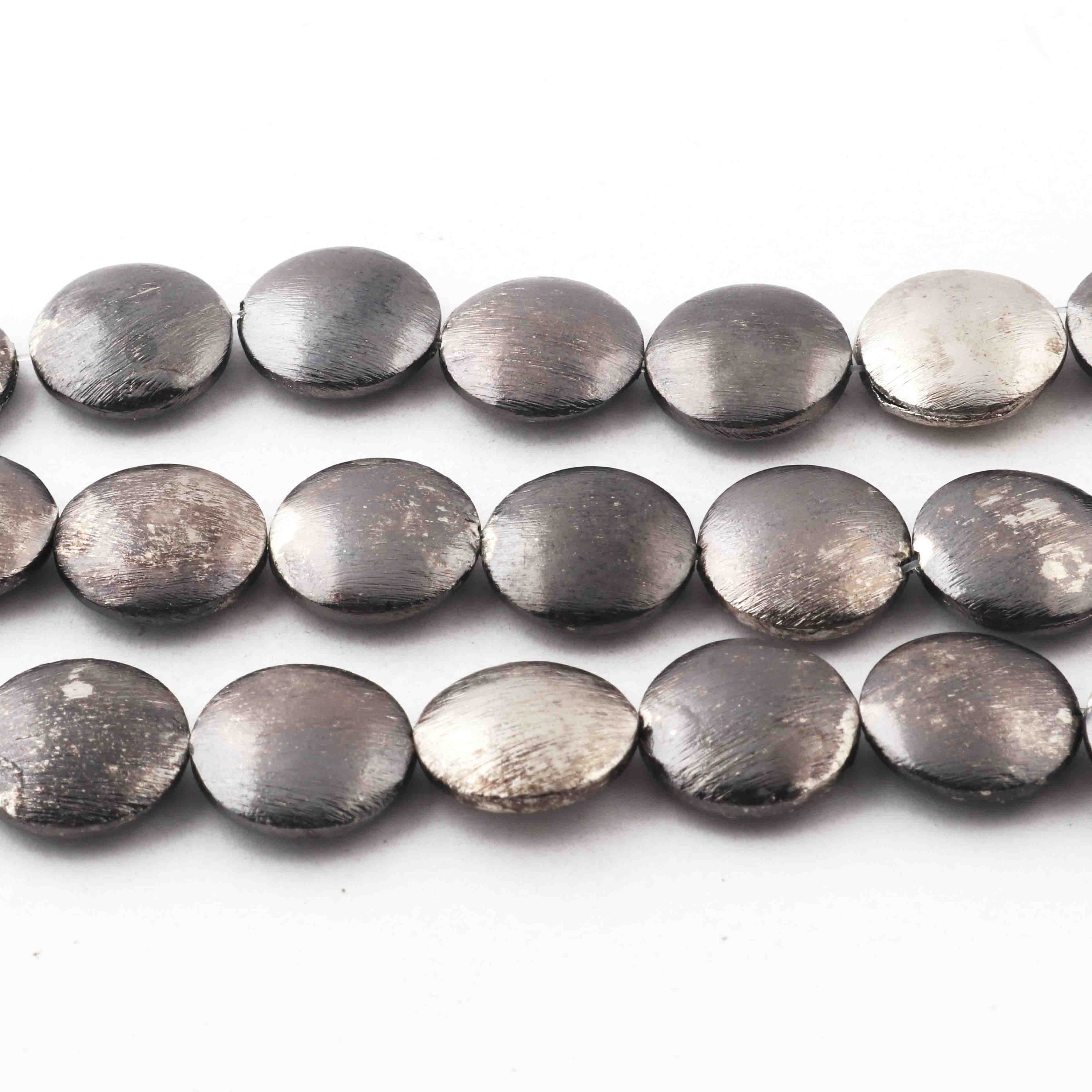 1 Strand Oxidized Silver Plated Copper Coin Shape - Etsy