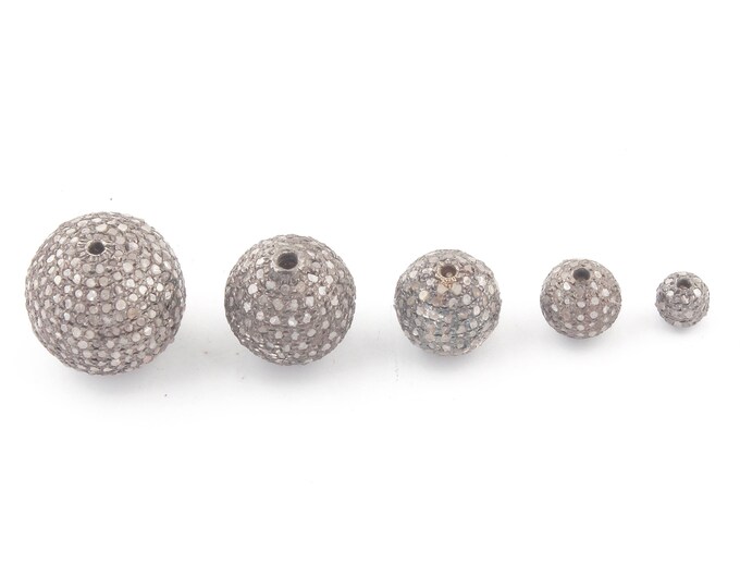 1 Pc Pave Diamond Balls Beads,sterling Silver Diamond Balls Rondelles ...