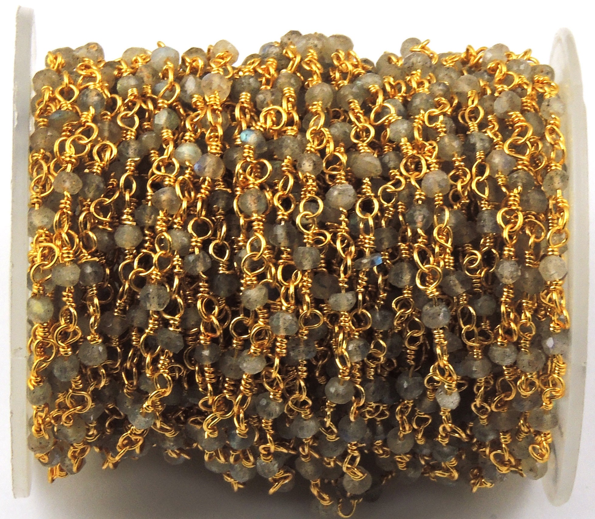 5 Feet Labradorite Wire wrapped Chain 3mm-3.50mm Beaded | Etsy