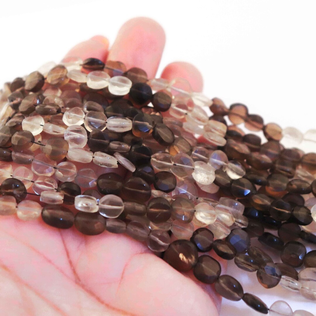 1 Strand Shaded Smoky Quartz Coin Shape Briolettes faceted - Etsy