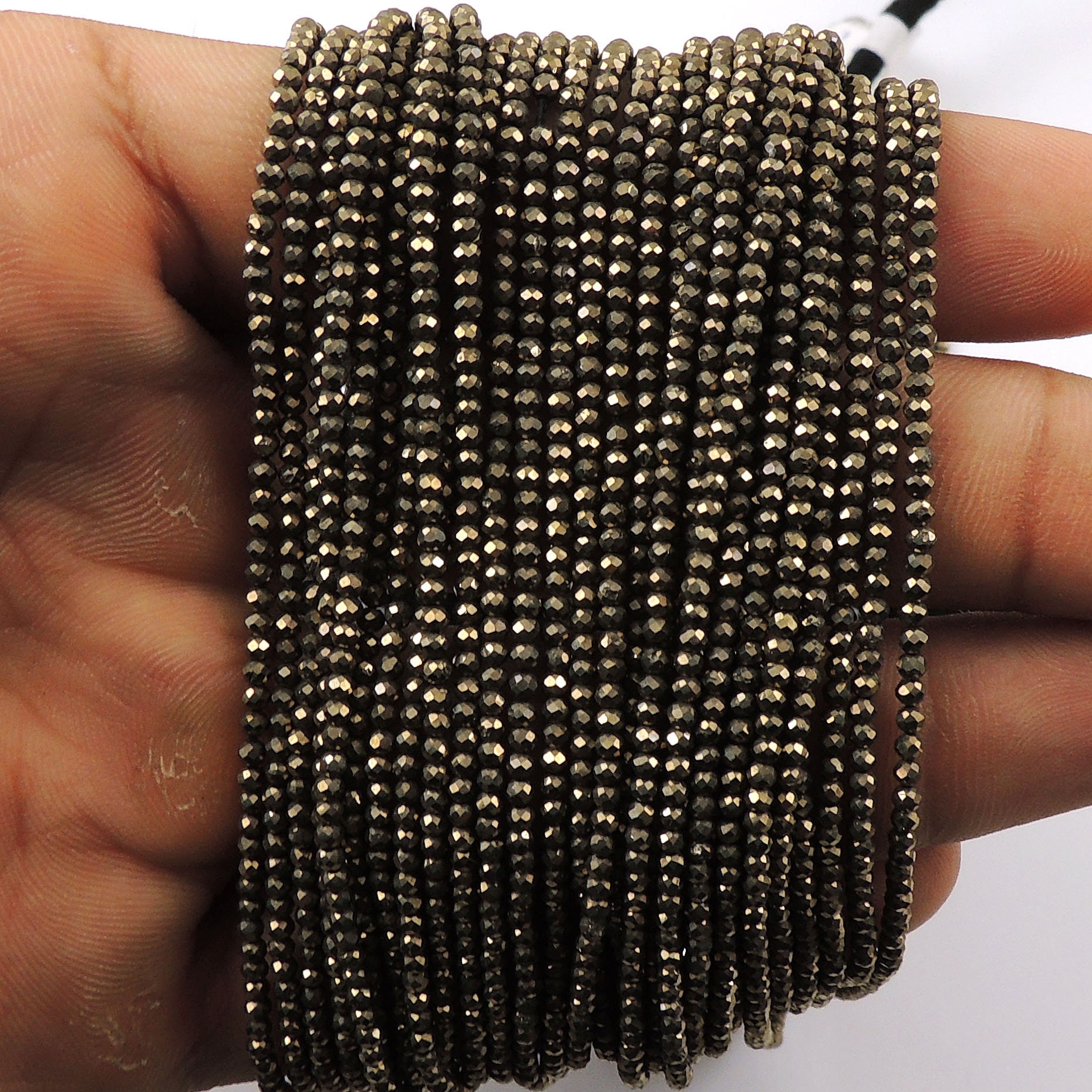 5 Strands Natural pyrite Tiny Micro Faceted BeadsSmall Beads | Etsy