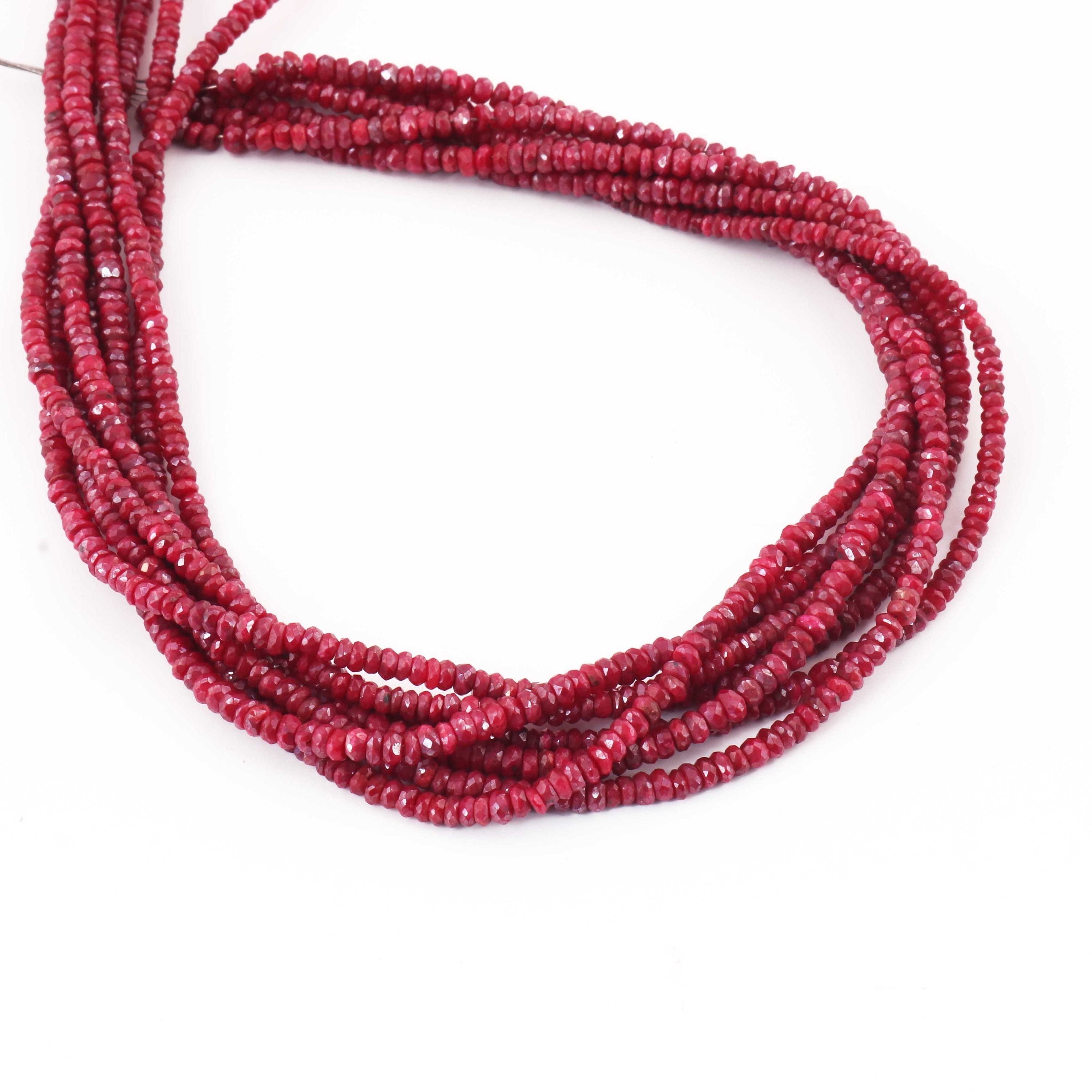 1 Strand Ruby Micro Faceted Silver Coated Rondelle Beads dyed - Etsy
