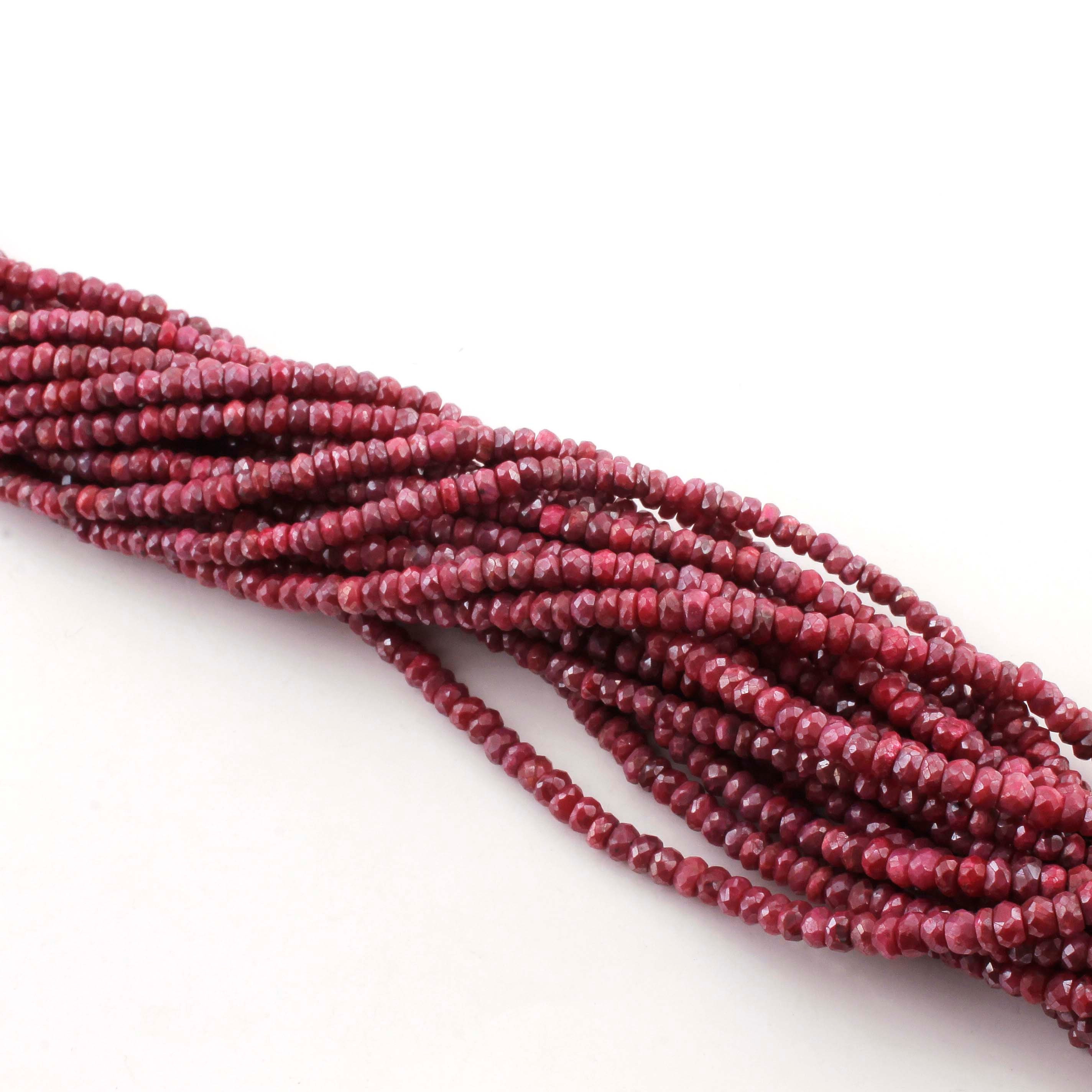 1 Strand Ruby Micro Faceted Silver Coated Rondelle Beads dyed - Etsy