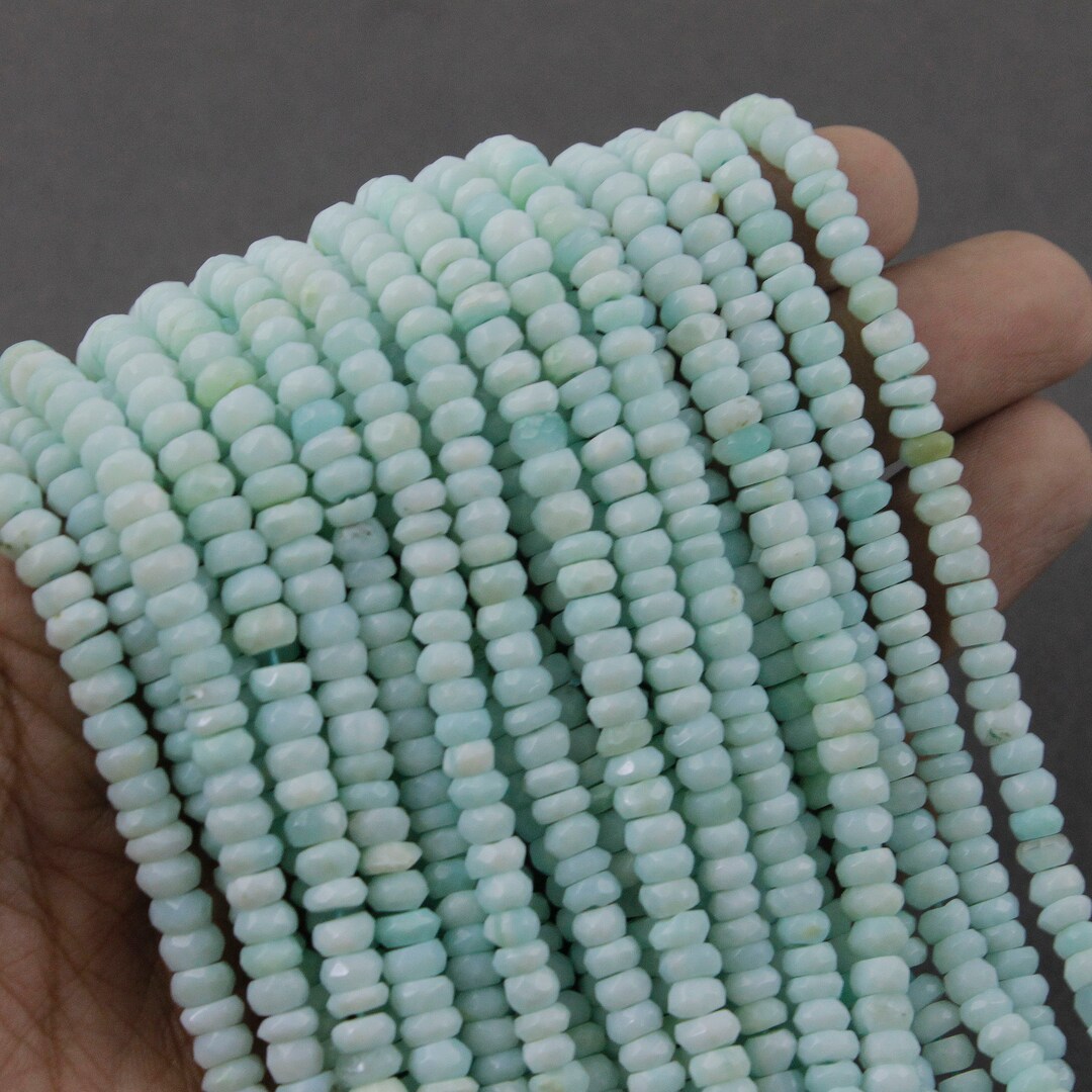 12 Strands Peru Opal Rondelles, Faceted Roundelle Beads,gemstone Beads ...