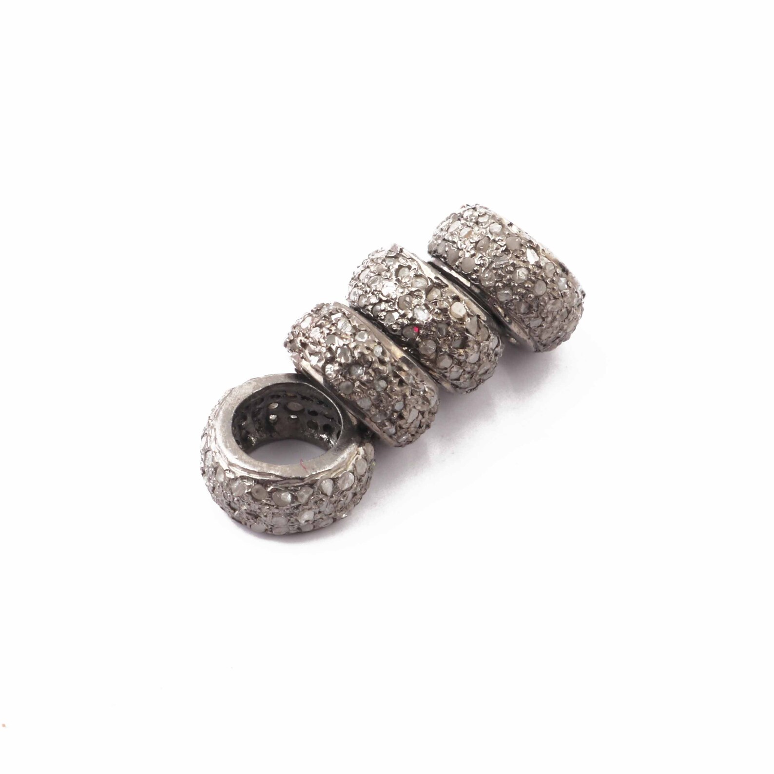 1 pc Pave Diamond Spacer BeadsSterling Silver Three Step | Etsy