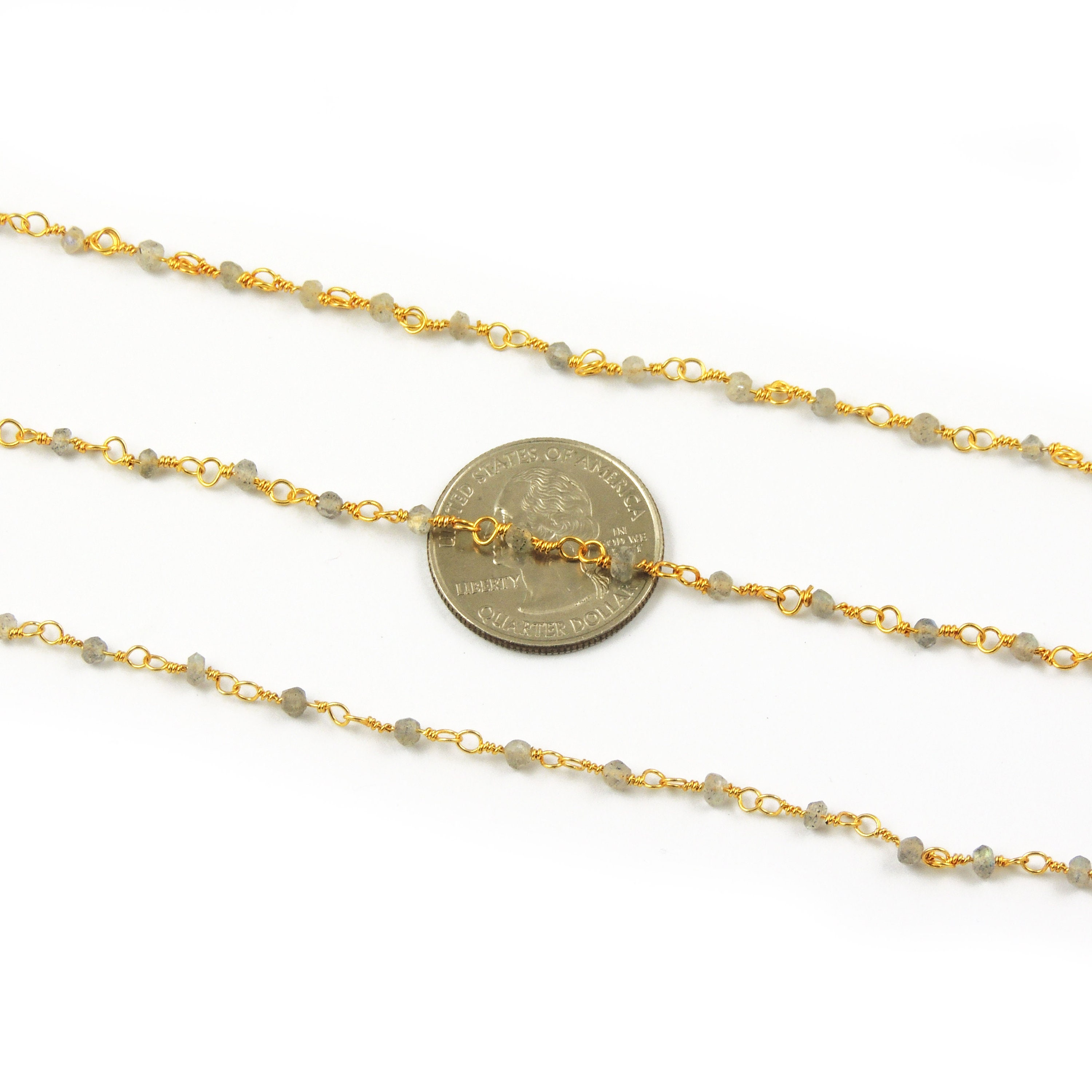 5 Feet Labradorite Wire wrapped Chain 3mm-3.50mm Beaded | Etsy