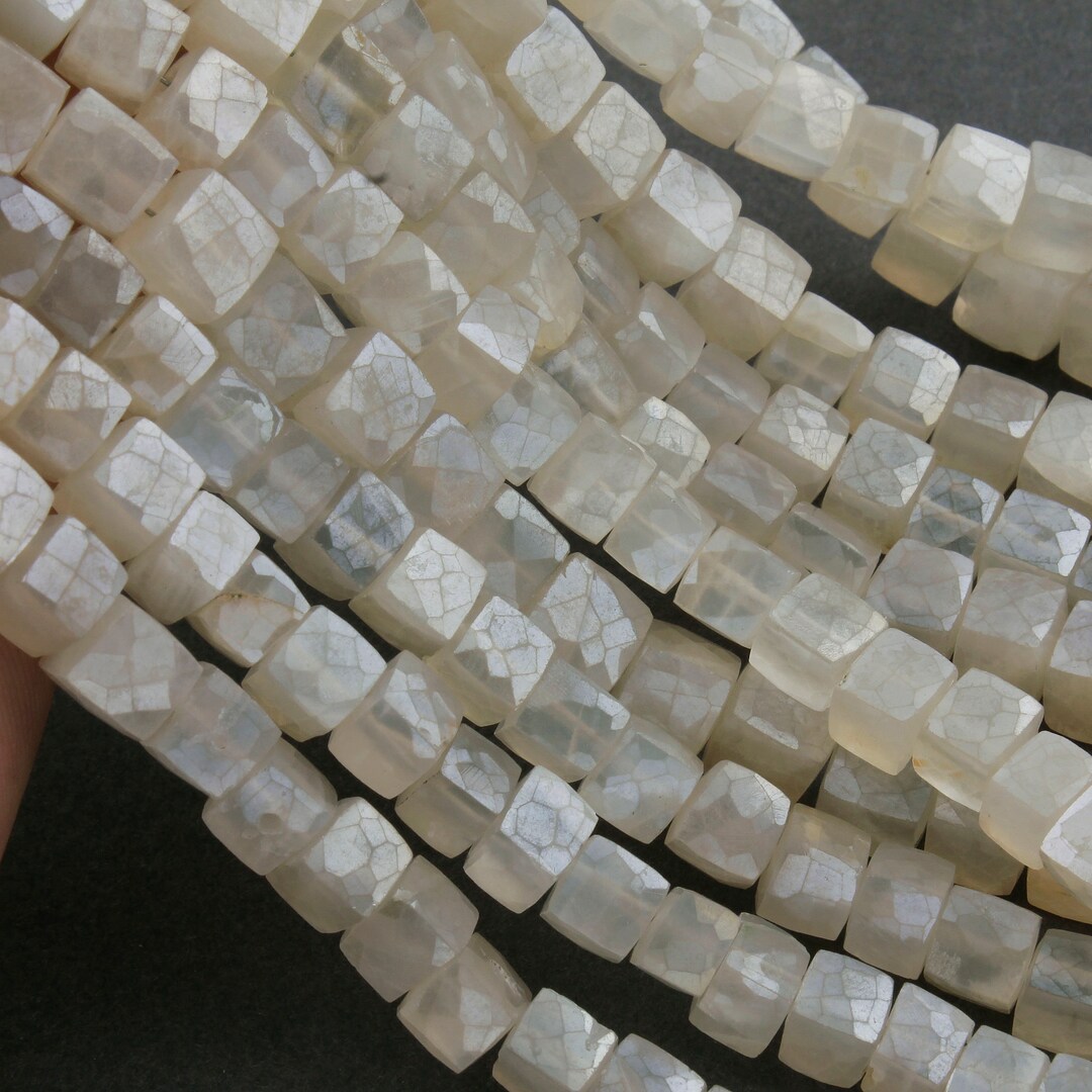 1 Strand White Silverite Cube Beads ,gemstone Faceted Box Shape ...