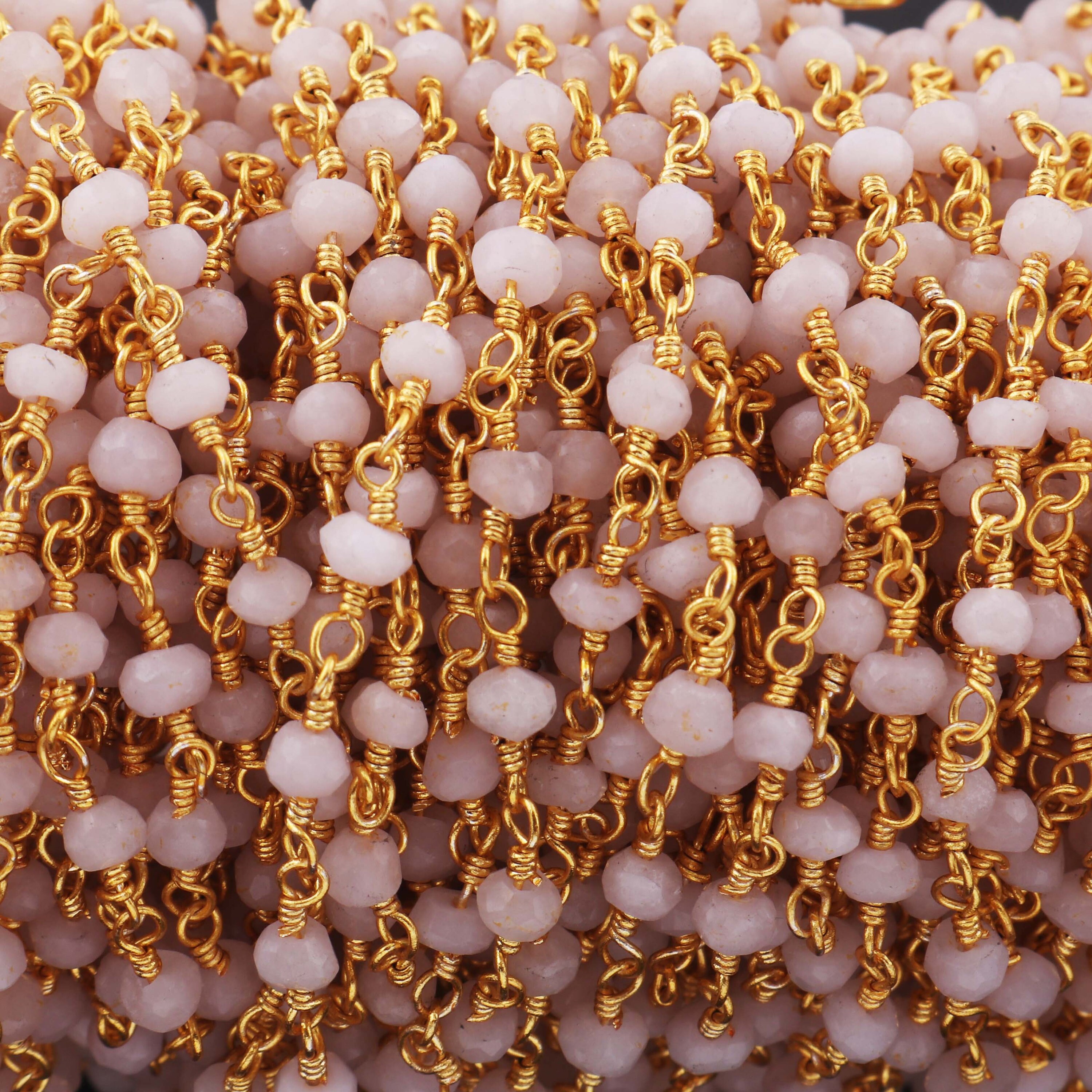 5 Feet White Agate Gold Plated Wire Wrapped Chain 3mm Beaded | Etsy