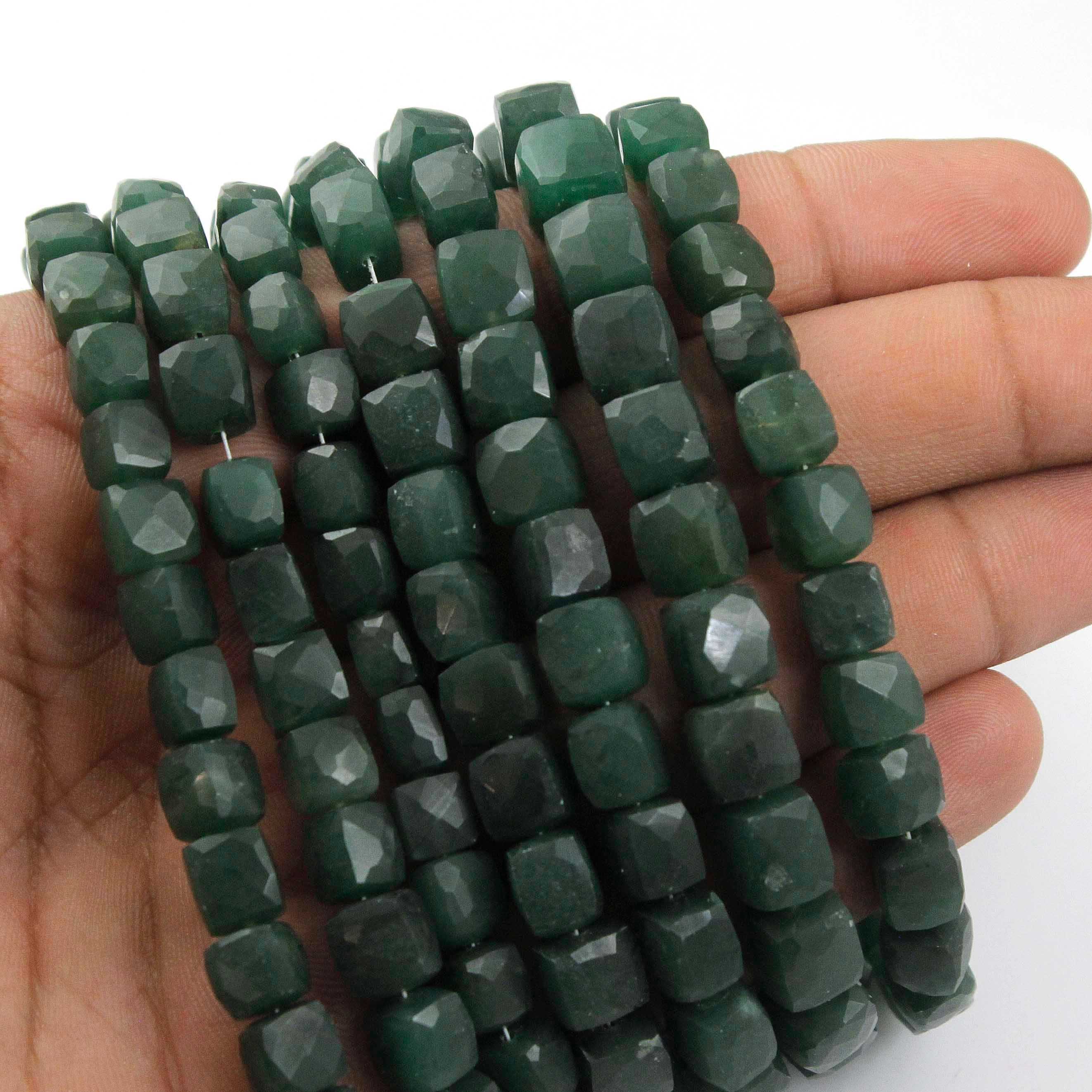 1 Strand Emerald Faceted Cubes Beads Emerald Cubes Beads | Etsy