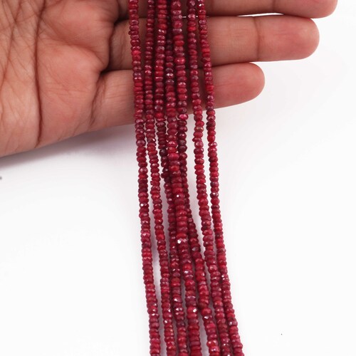 1 Strand Ruby Micro Faceted Silver Coated Rondelle Beads dyed - Etsy