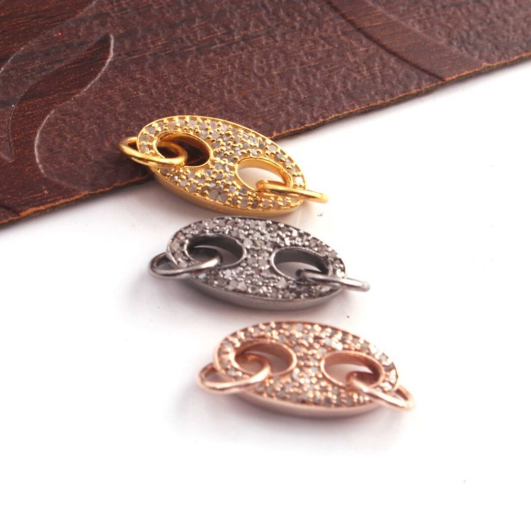 Pave Diamond Spacer Bead: 925 Sterling Silver, Rose & Yellow Gold ...