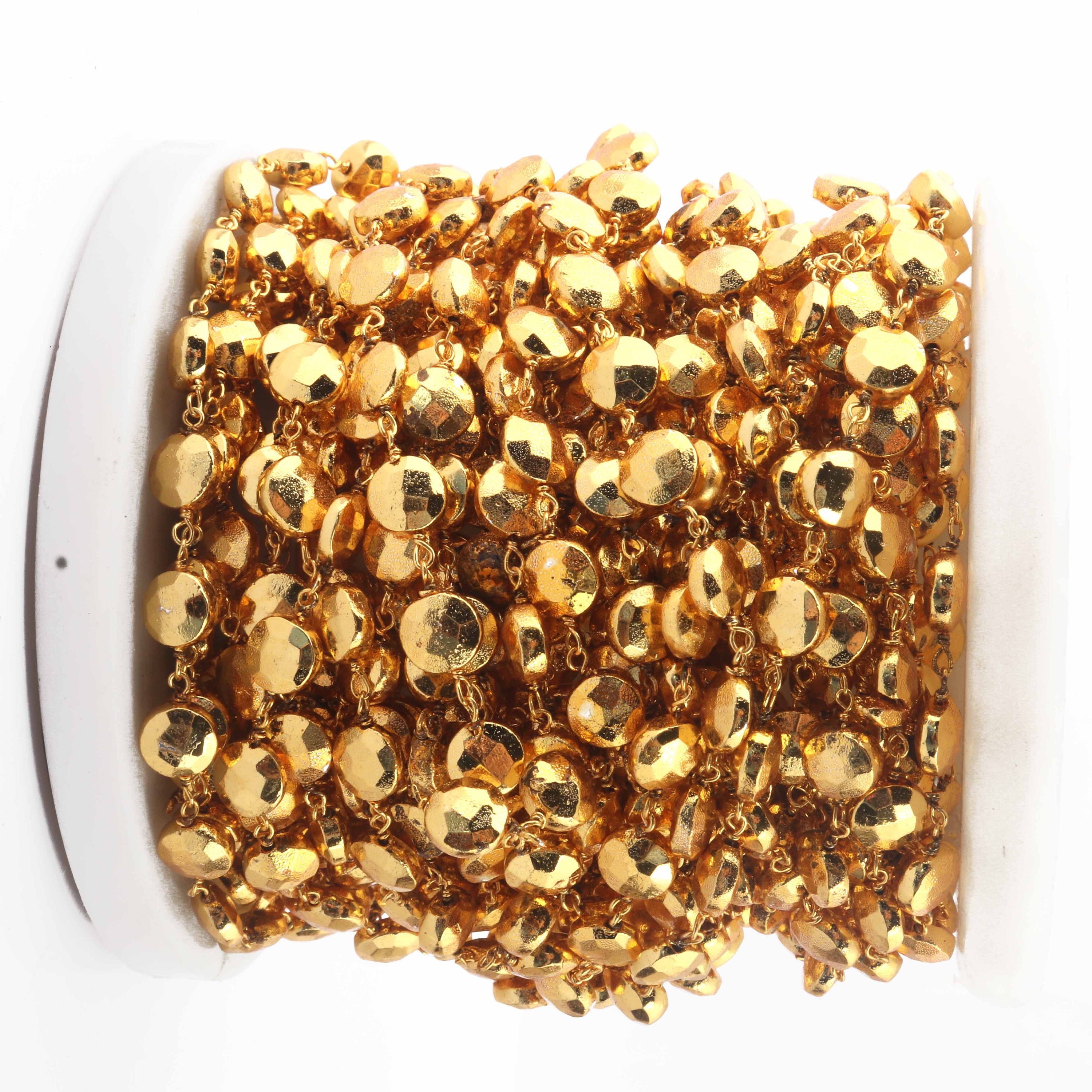 3 Feet Gold Pyrite/ Black Pyrite Coin Shape Wire Wrapped Chain | Etsy