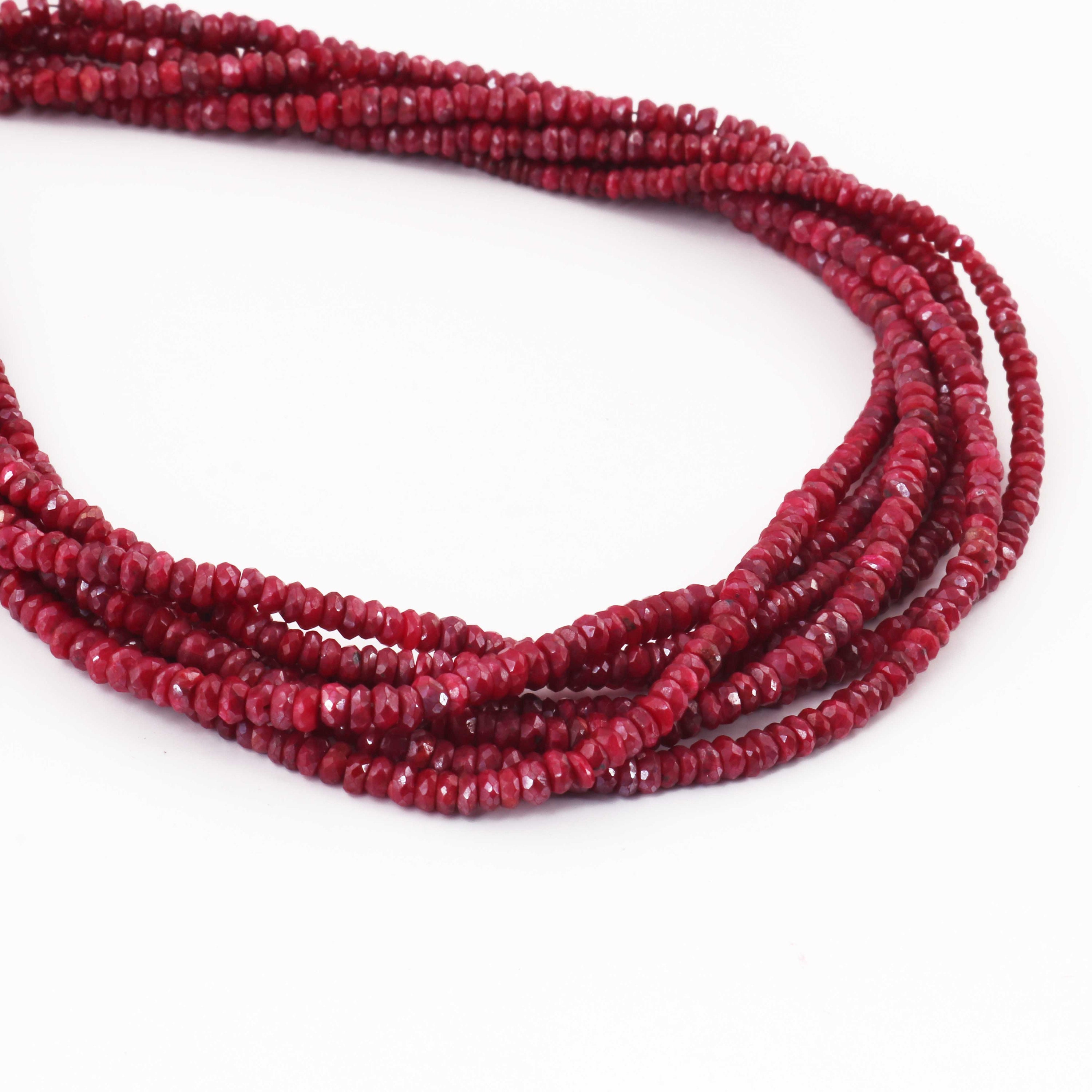 1 Strand Ruby Micro Faceted Silver Coated Rondelle Beads dyed - Etsy
