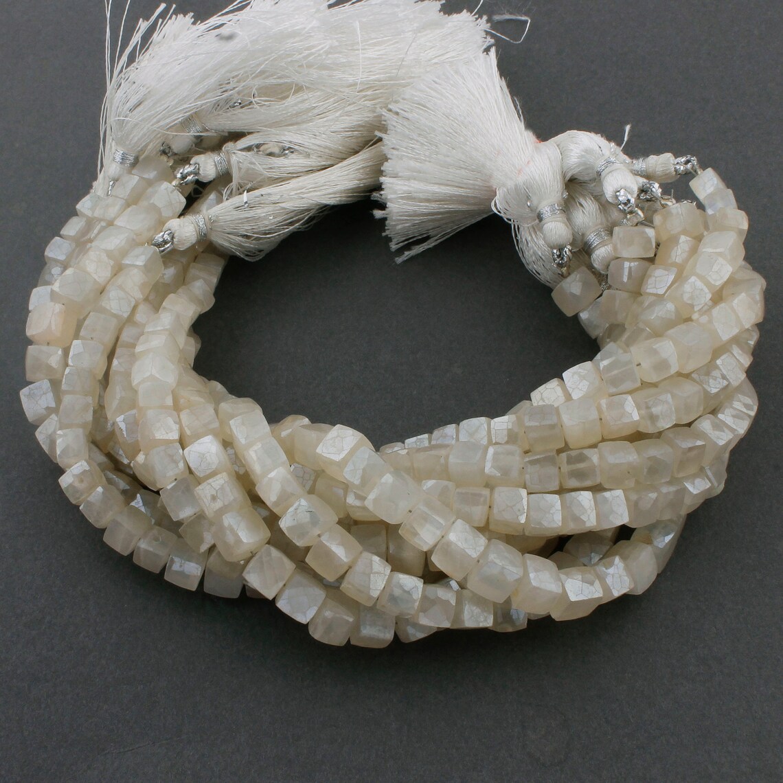 1 Strand White Silverite Cube Beads Gemstone Faceted Box | Etsy