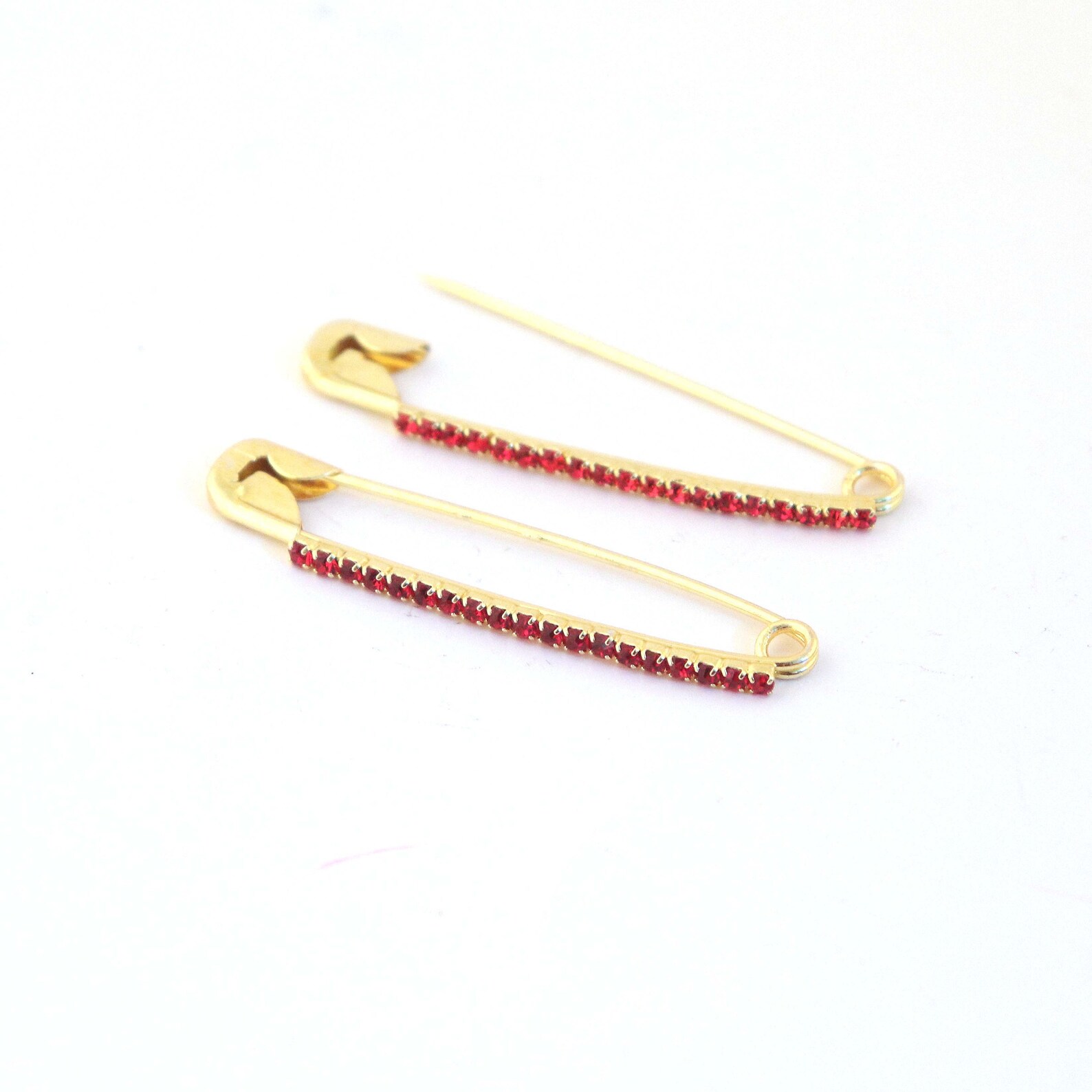 1 Piece Multi Color Zircon Rhinestone Safety Pin, Gold Plated on Brass ...