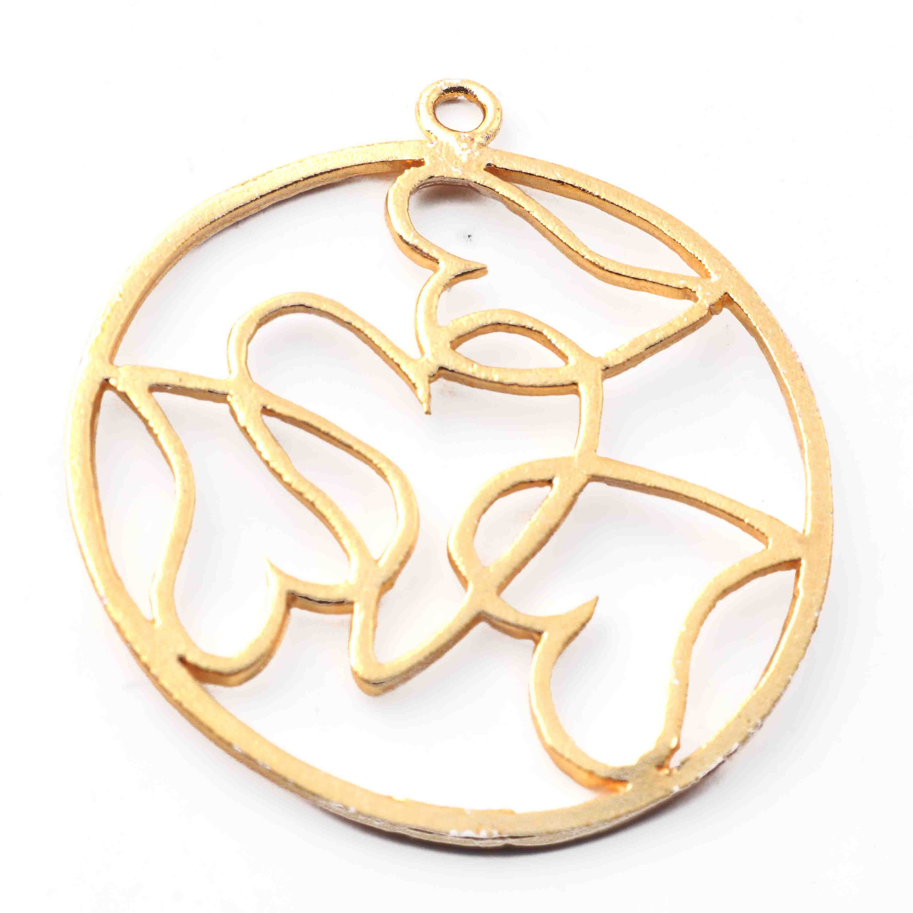 5 Pcs Designer Round Shape Design Charm 24k Gold Plated - Etsy