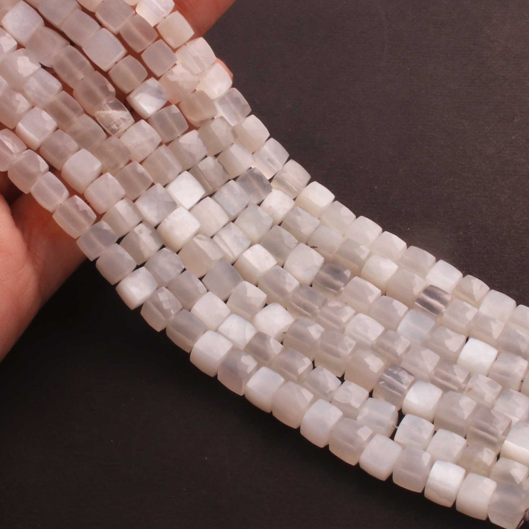 1 Strand White Moonstone Cube Beads ,faceted Gemstone Beads, Jewelry ...