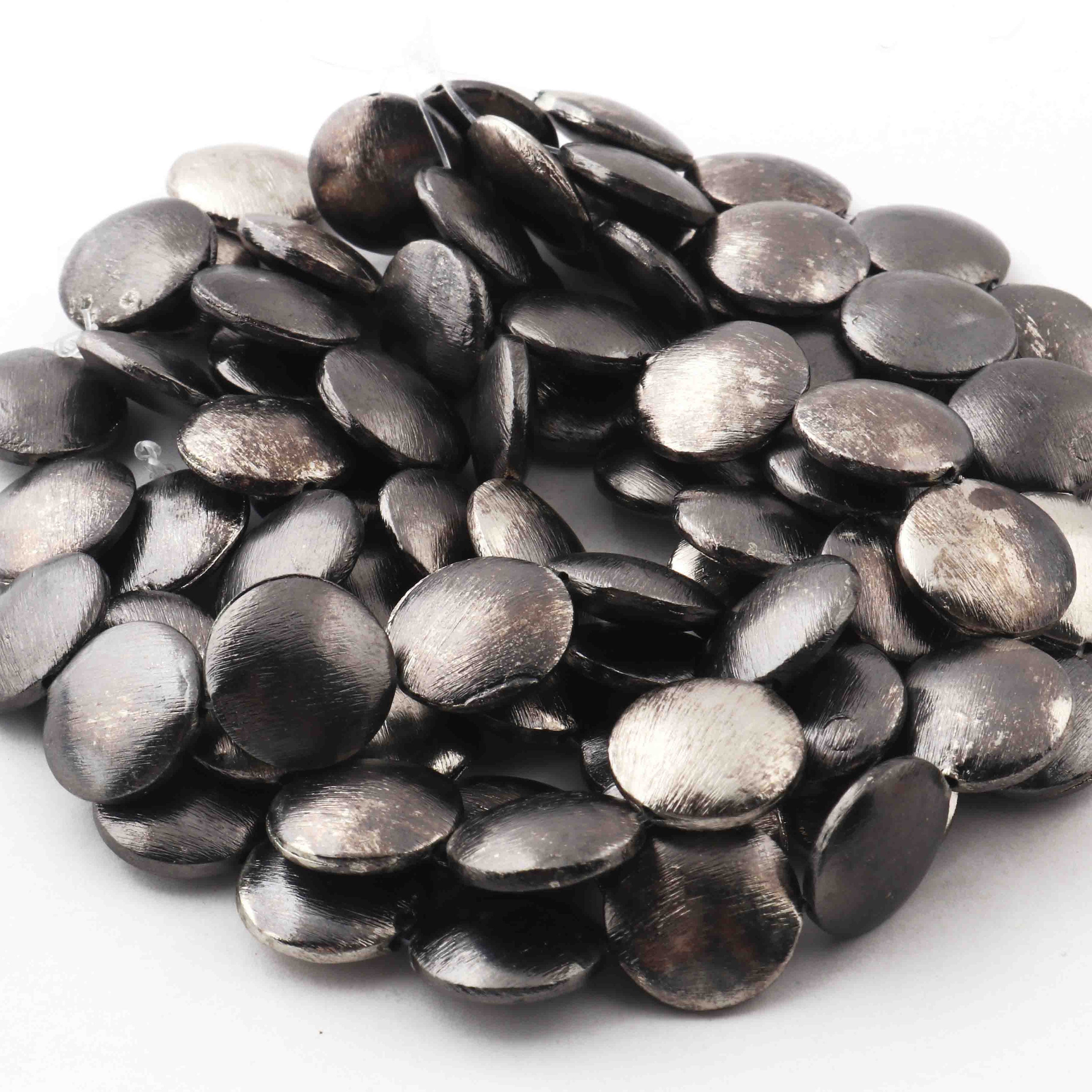 1 Strand Oxidized Silver Plated Copper Coin Shape - Etsy