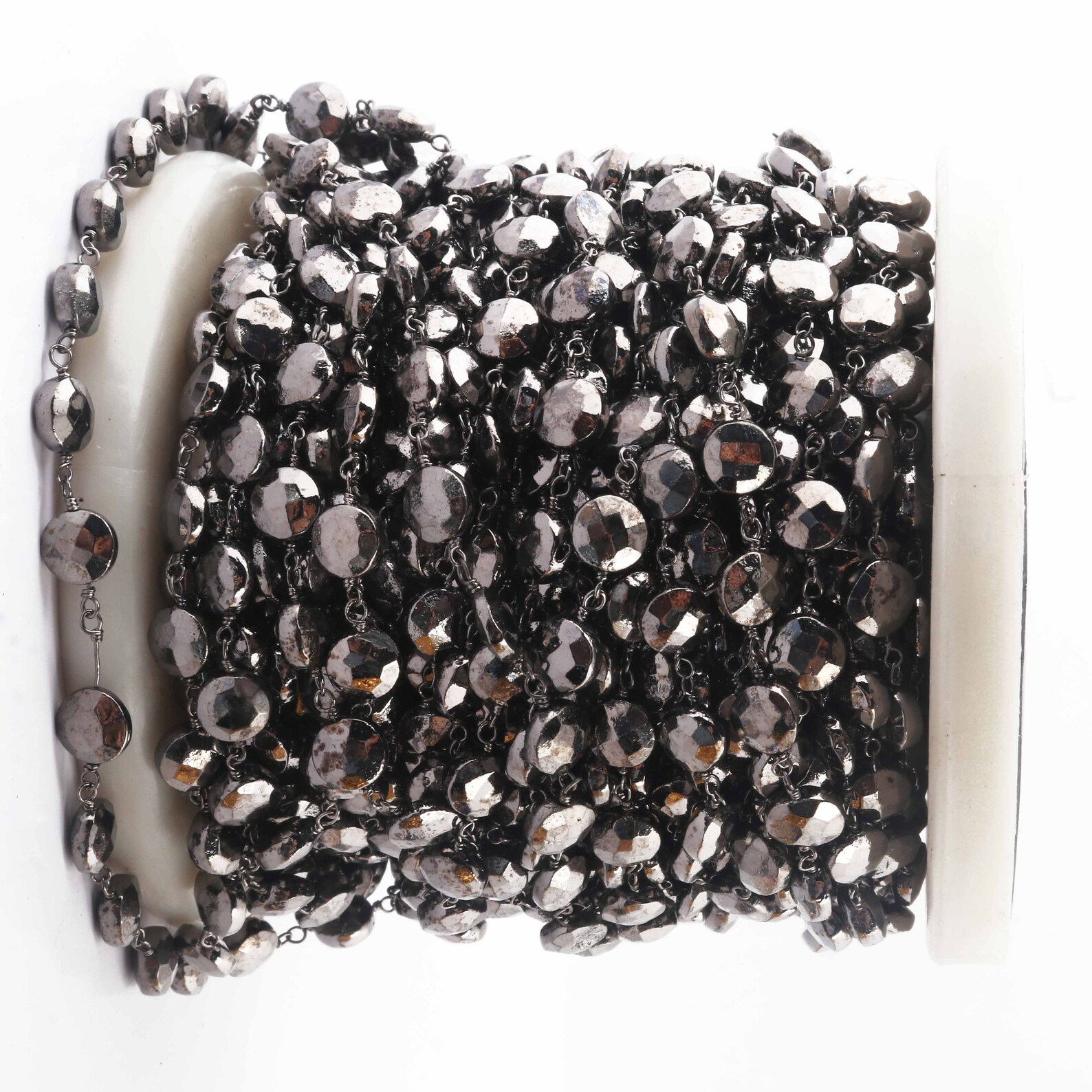 3 Feet Gold Pyrite/ Black Pyrite Coin Shape Wire Wrapped Chain | Etsy