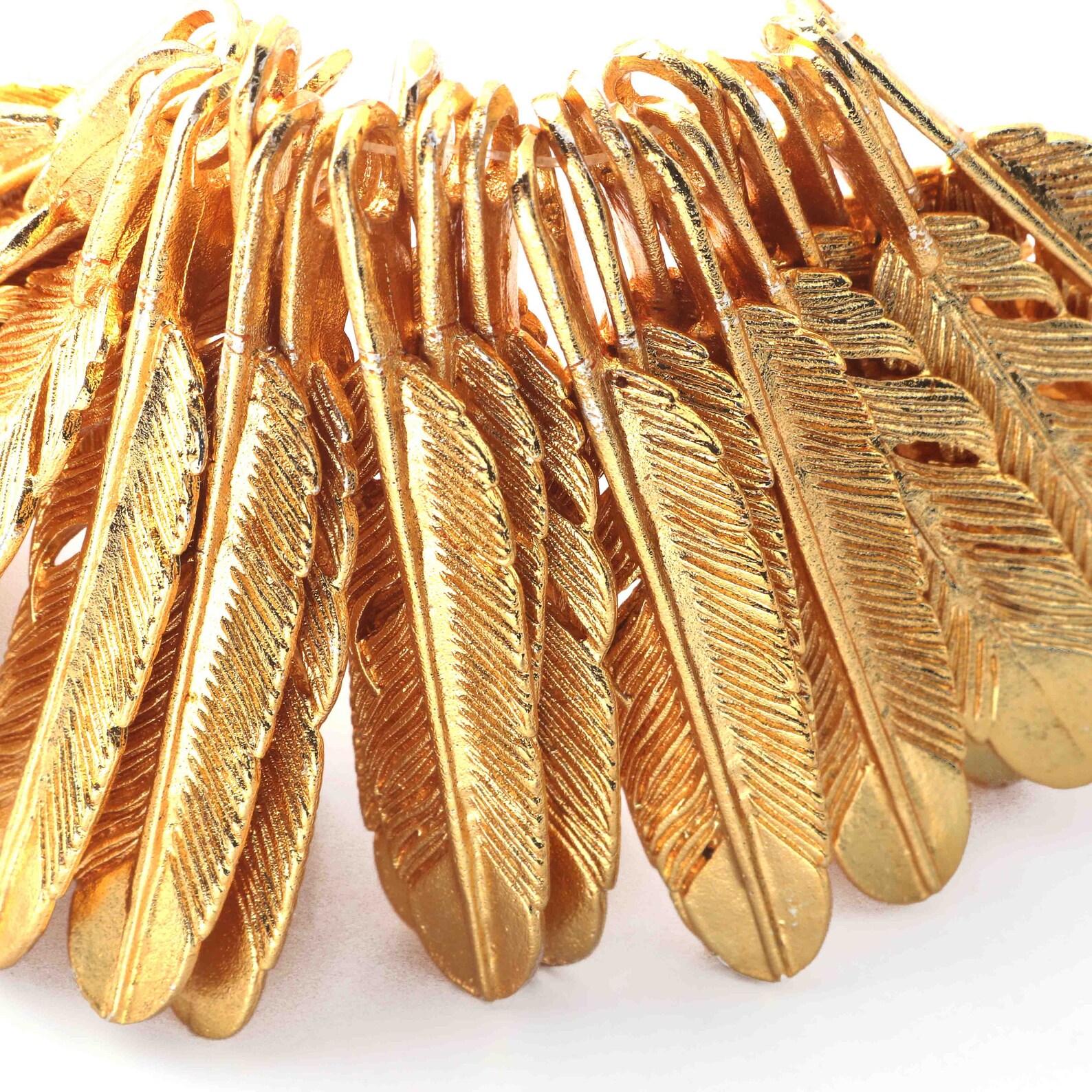 5 Pcs 24k Gold Plated Copper Feather Pendant Feather Shape | Etsy