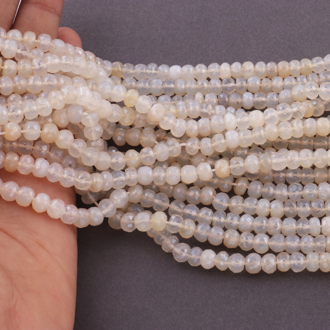 1 Strand White Silverite Roundle Beads ,faceted Gemstone Rondelles ...