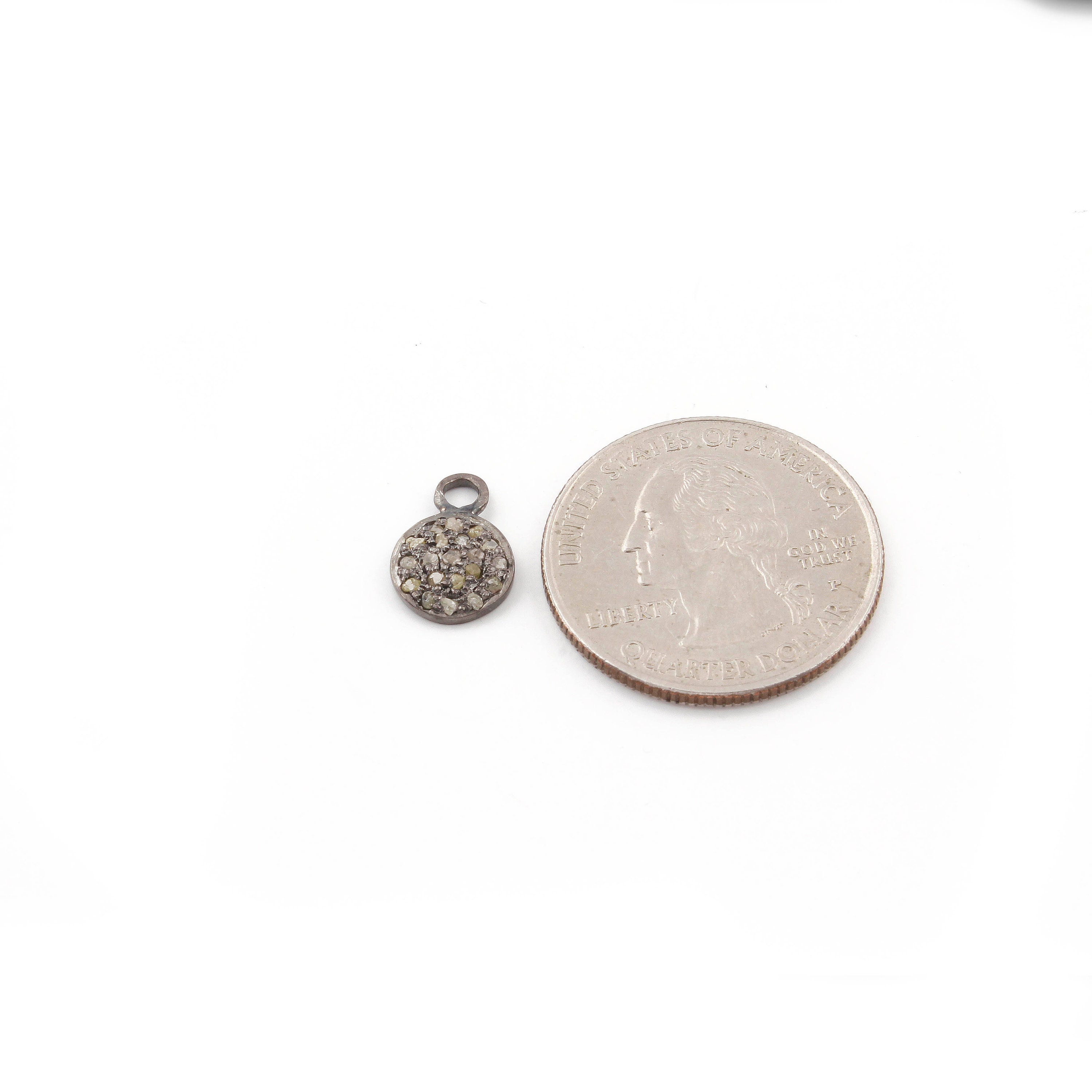 1 pc Pave Diamond Round Disc Single Bail Pendant 925 Sterling | Etsy