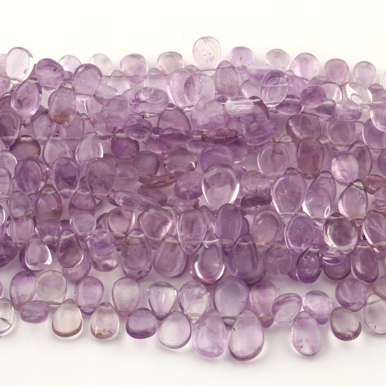 1 Strand Pink Amethyst Pear Shape Briolettessmooth Gemstone - Etsy