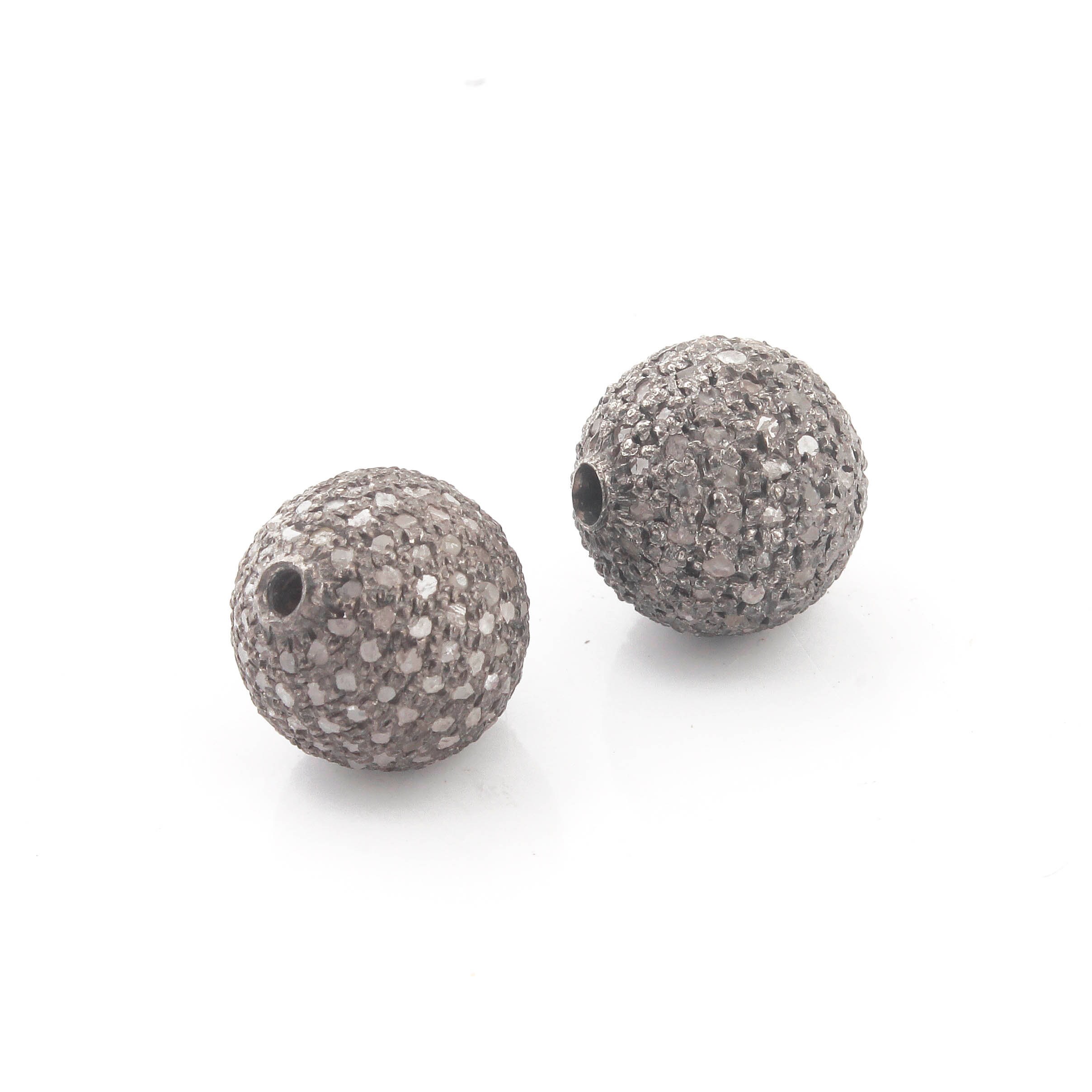 1 pc Pave Diamond Balls BeadsSterling Silver Diamond Balls | Etsy