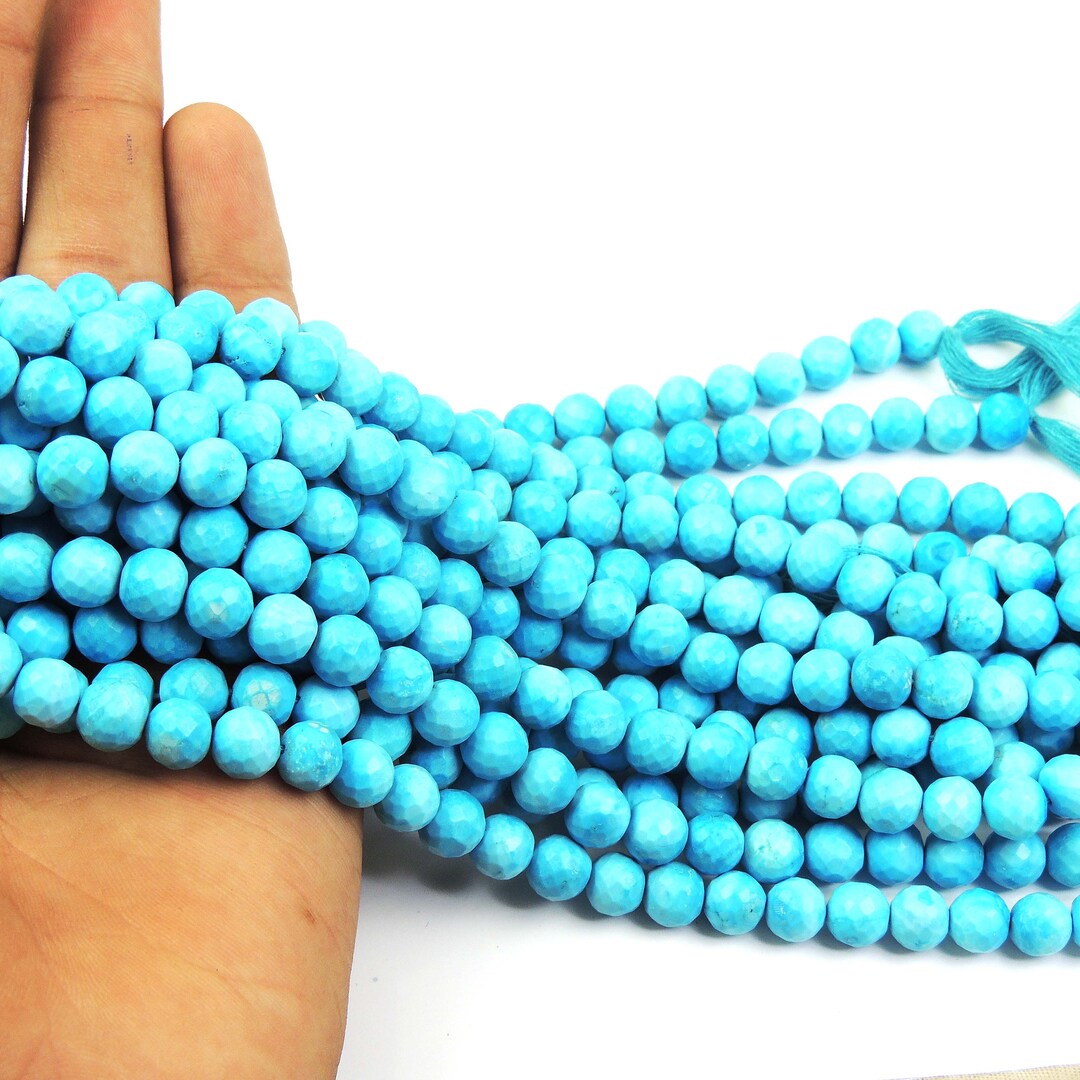 1 Strand Turquoise Balls Beads ,faceted Gemstone Ball Beads, Jewelry ...