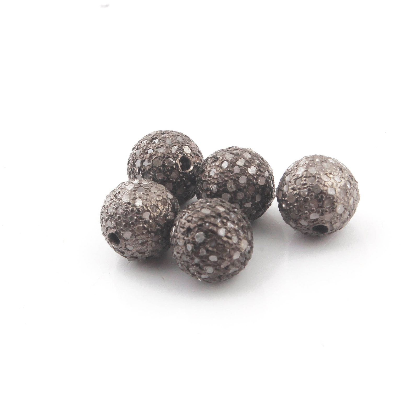 1 Pc Pave Diamond Balls Beadssterling Silver Diamond Balls - Etsy