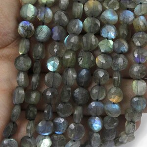1 Strand Labradorite Coin Shape Beads,faceted Briolettes,gemstone Beads ...
