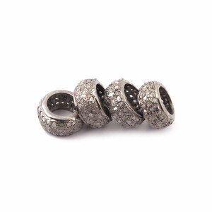 1 Pc Pave Diamond Spacer Beads,sterling Silver Three Step Diamond Wheel ...