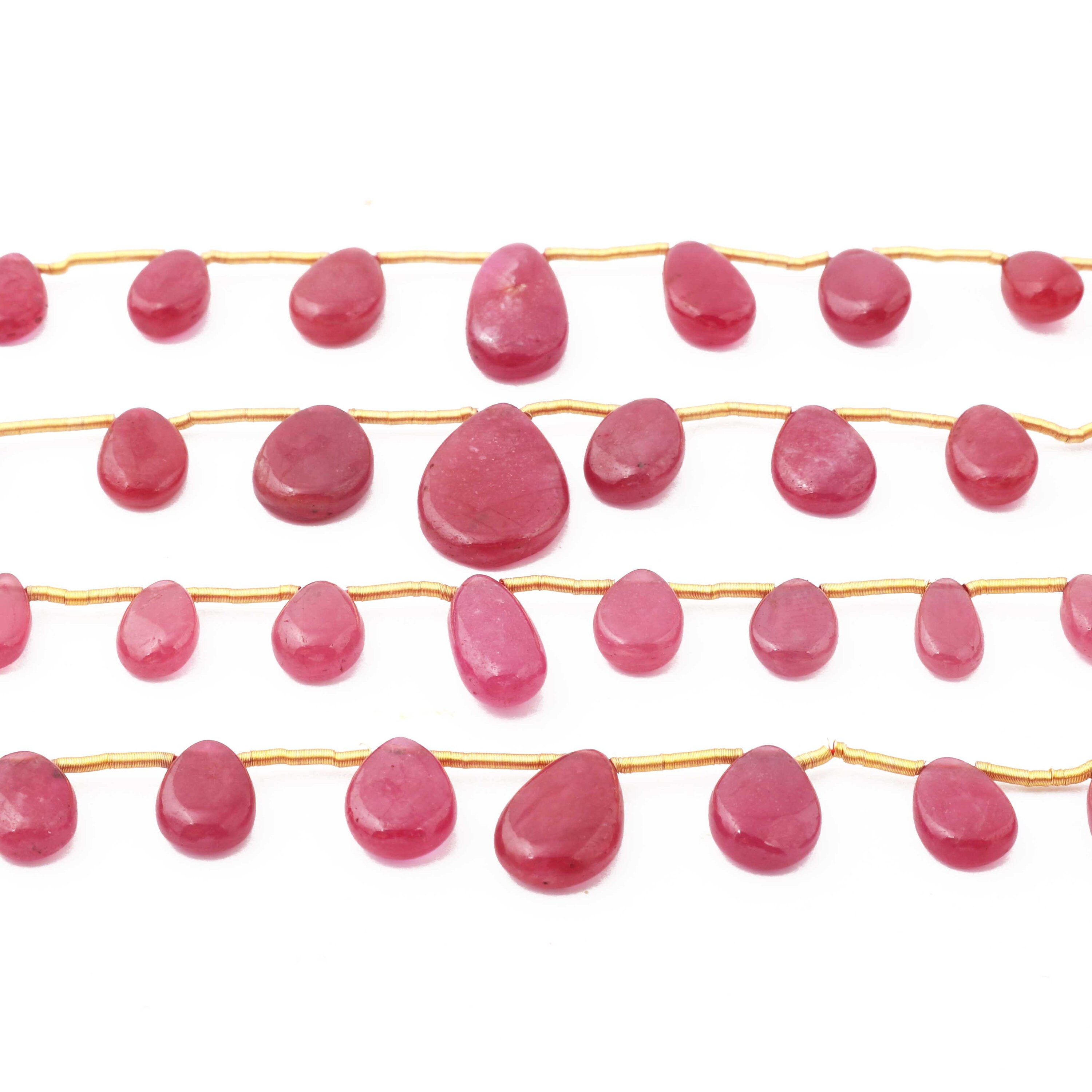 1 Line Of Natural Ruby Smooth Pear Beads Gemstone Precious | Etsy