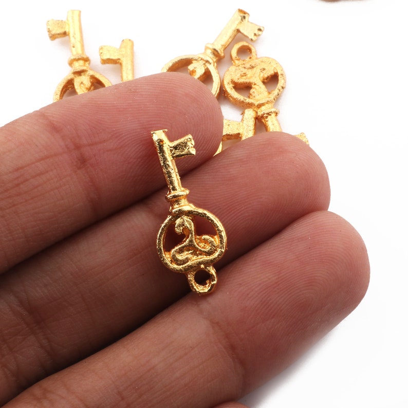 20 PCS Gold Plated Designer Key Charmskey Pendant Copper Key | Etsy