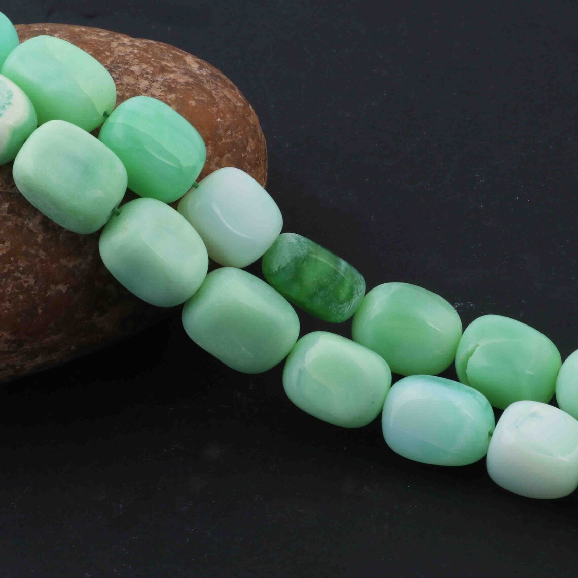 1 Strand Green Opal Tumble Beads Smooth Gemstone Nuggets | Etsy