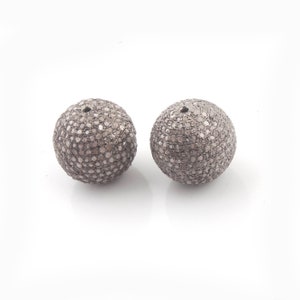 1 Pc Pave Diamond Balls Beads,sterling Silver Diamond Balls Rondelles ...