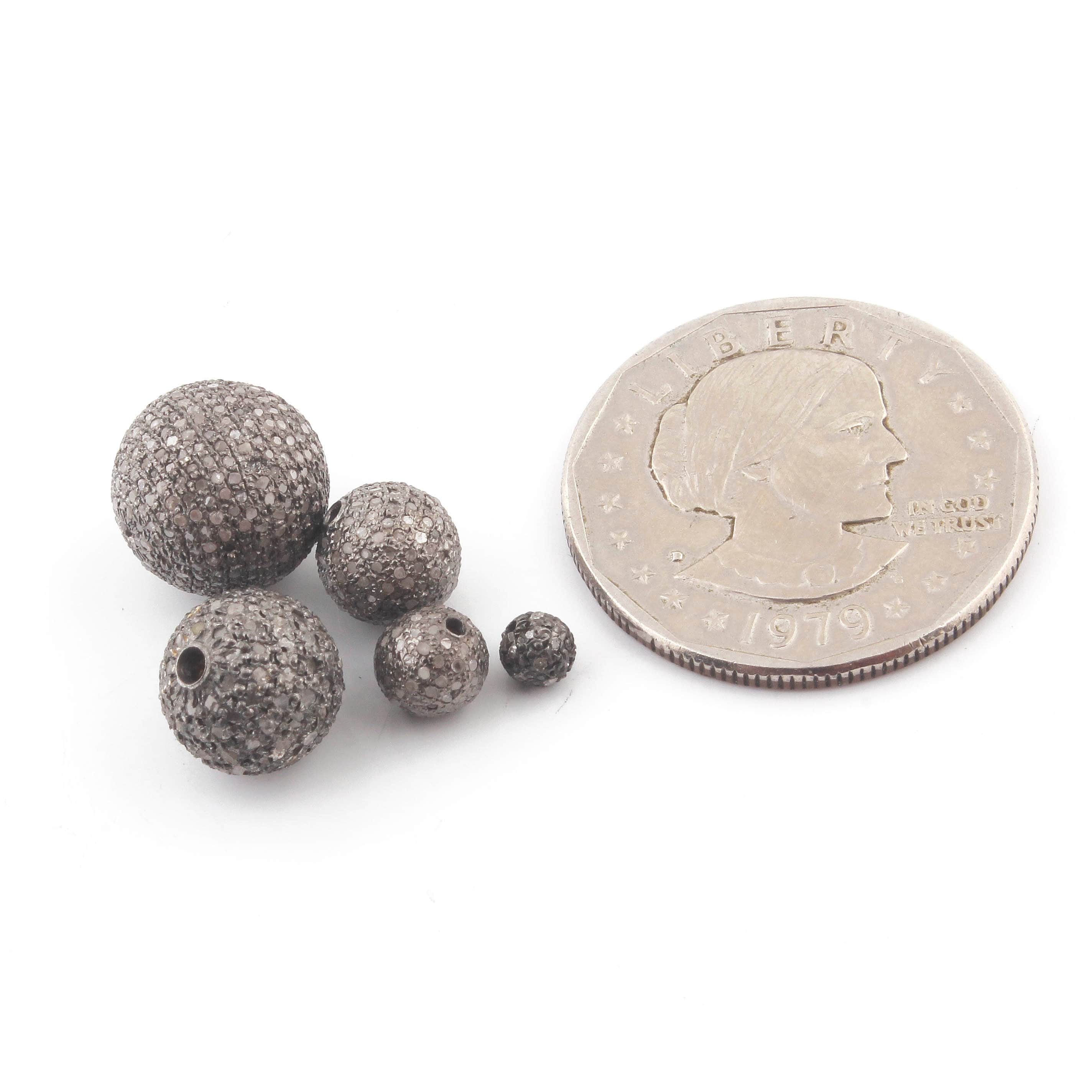 1 pc Pave Diamond Balls BeadsSterling Silver Diamond Balls | Etsy