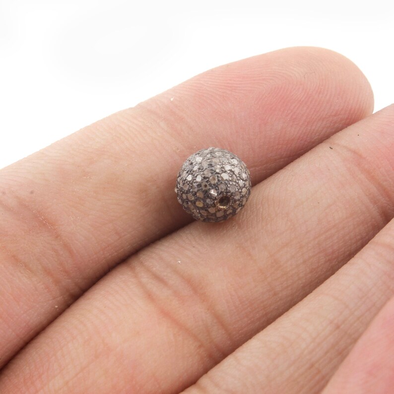 1 pc Pave Diamond Balls BeadsSterling Silver Diamond Balls | Etsy