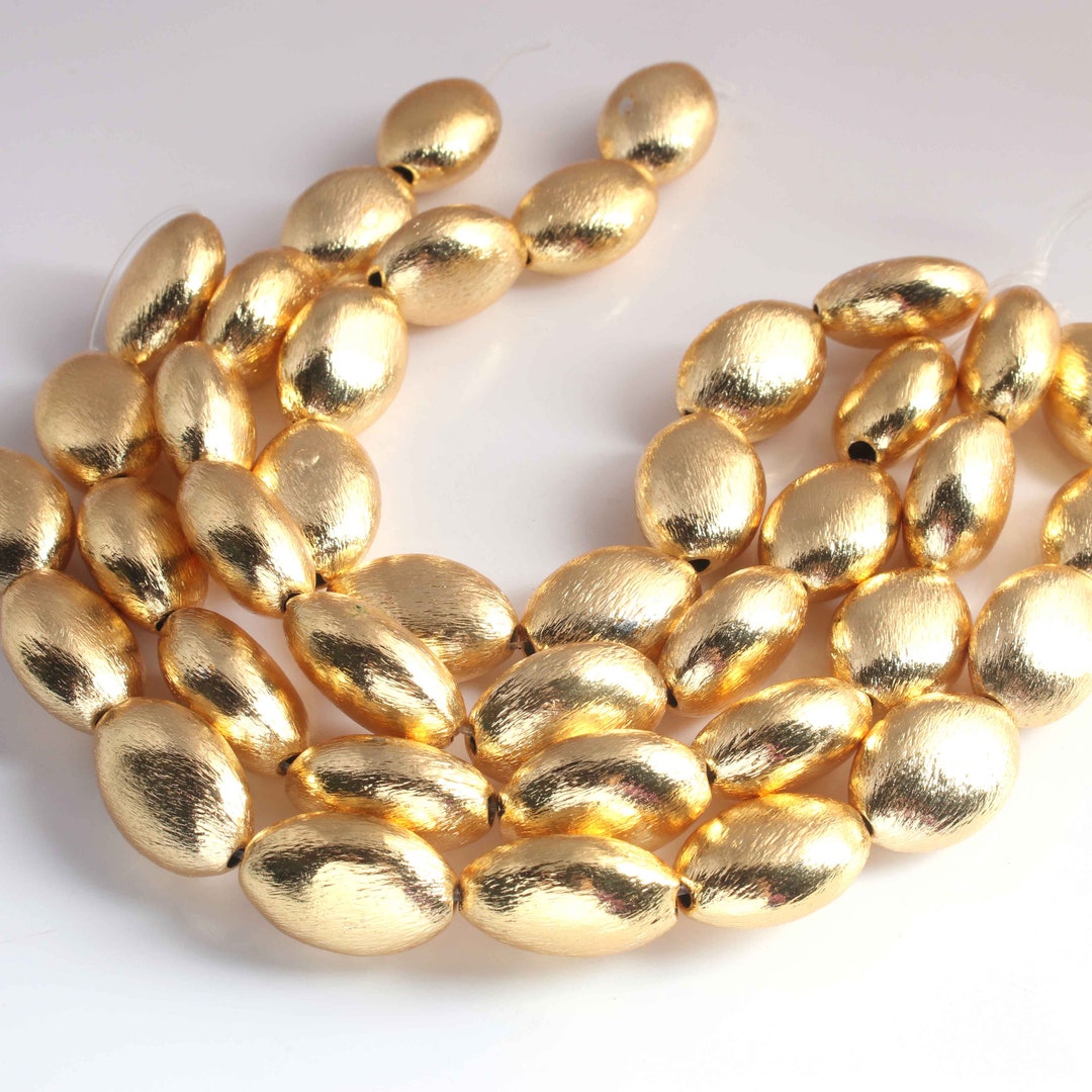 1 Strand Gold Plated Designer Copper Oval Shape Beads, Designer Copper ...
