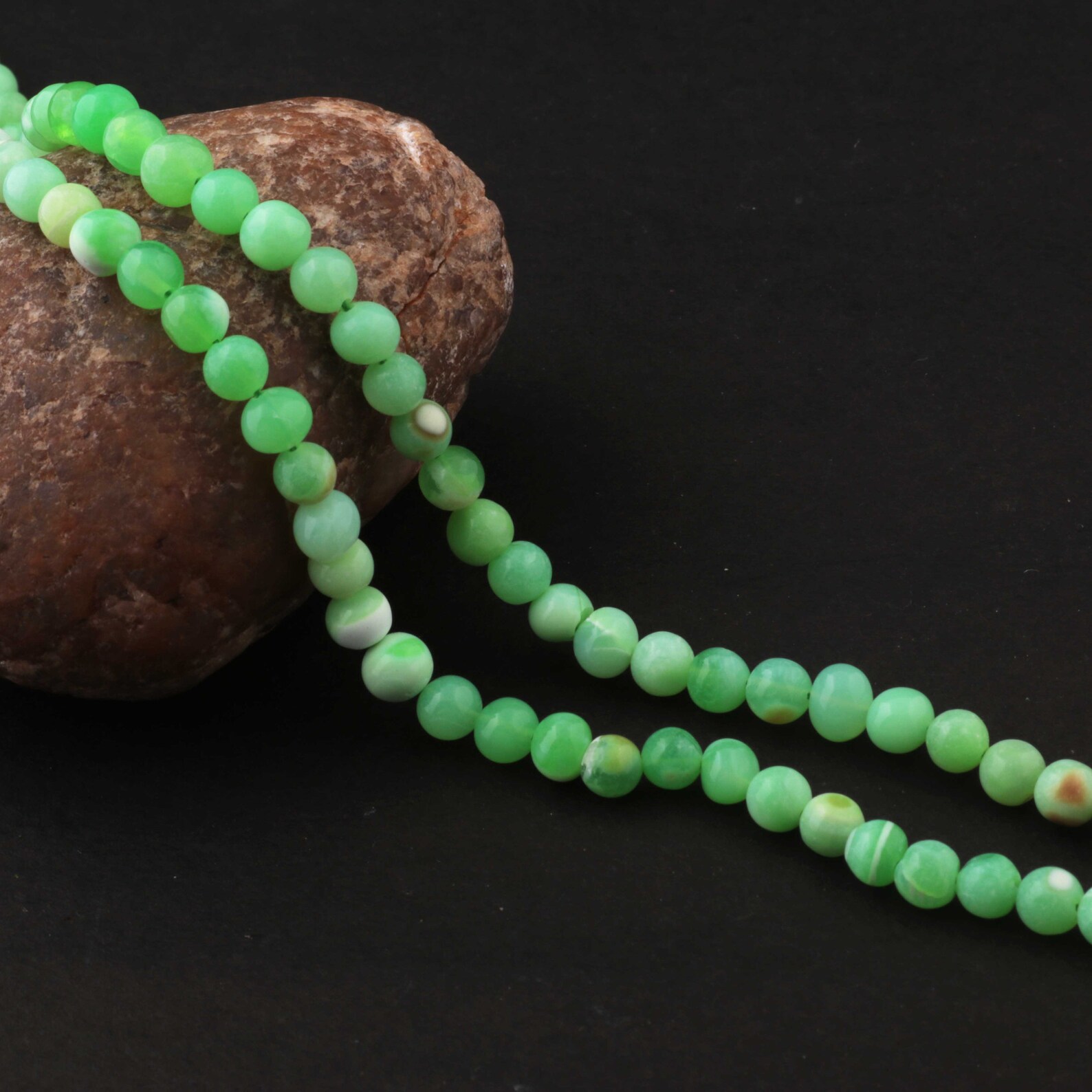 1 Strand Shaded Green Opal Round Ball Beads smooth Gemstone - Etsy