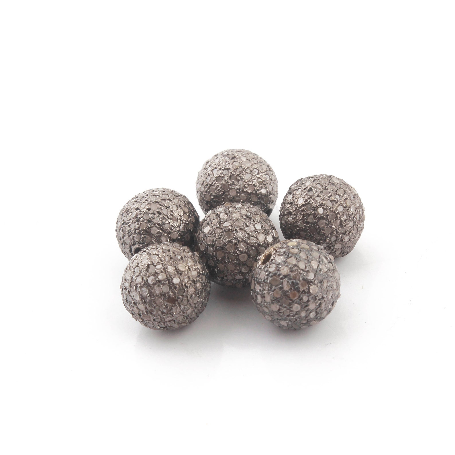 1 Pc Pave Diamond Balls Beadssterling Silver Diamond Balls - Etsy