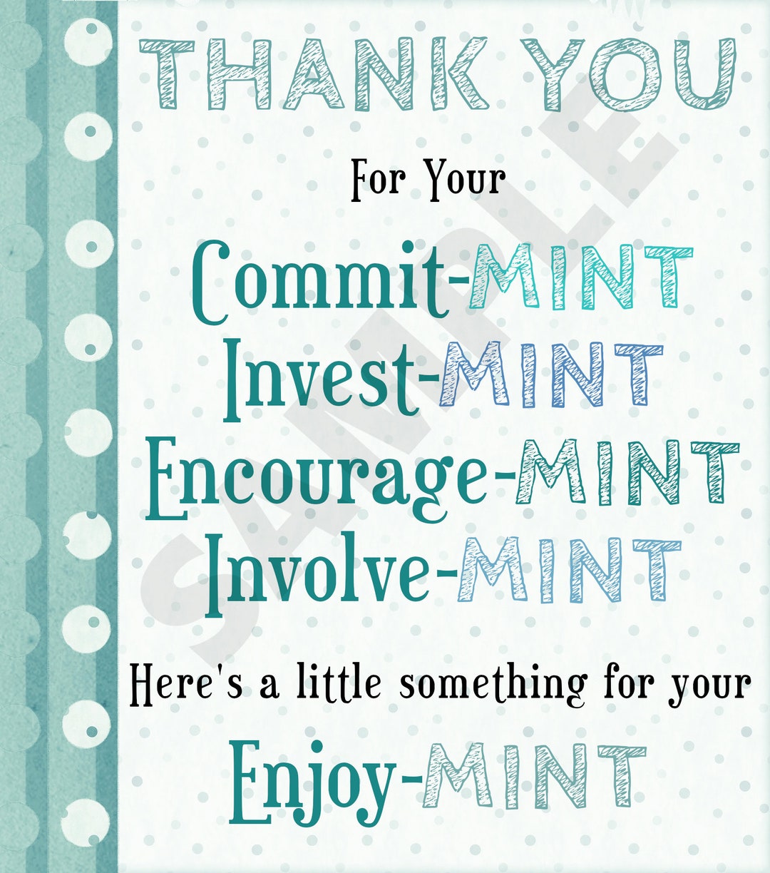Mint Appreciation Tag - Etsy